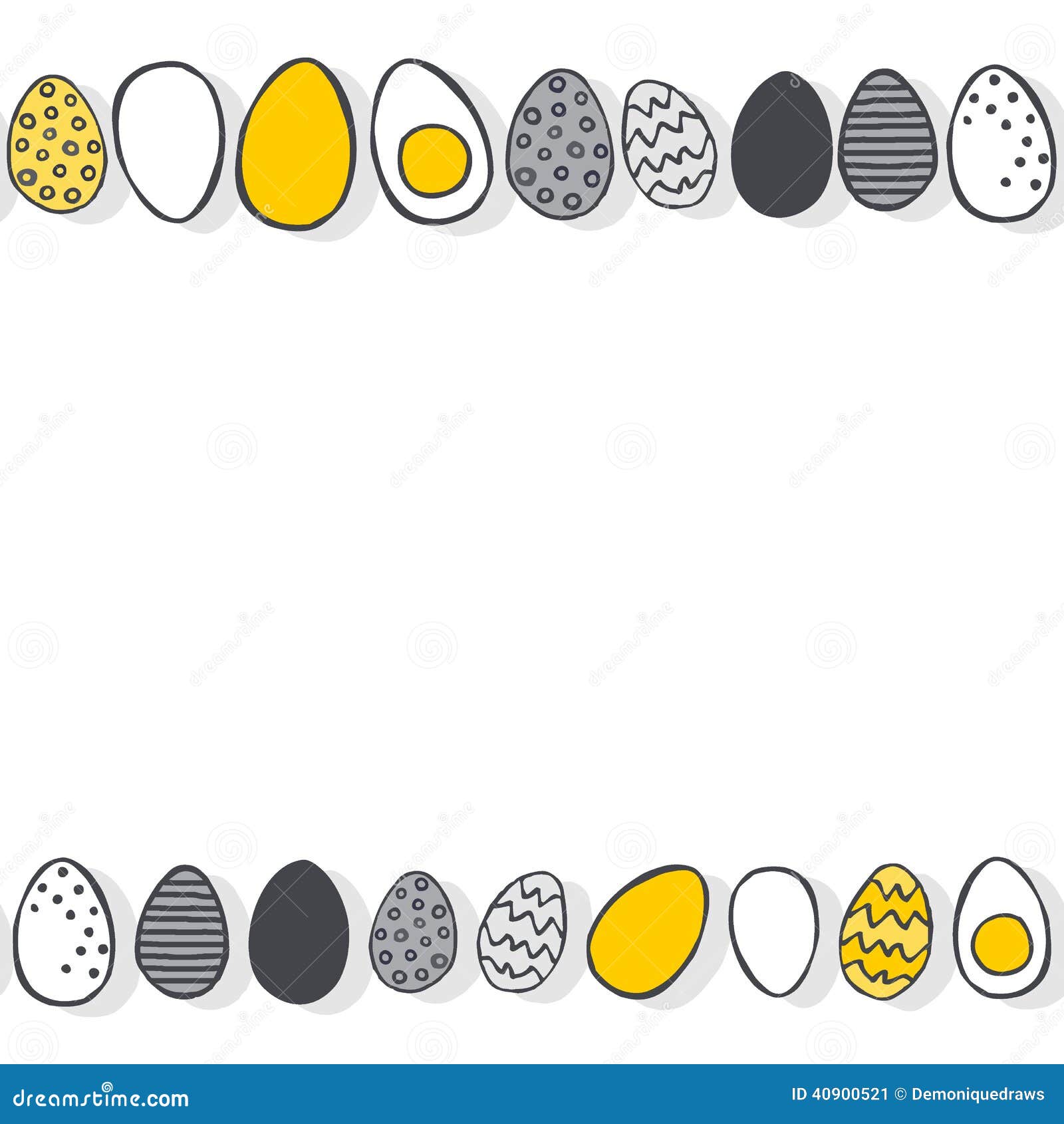 Hand Painted Eggs in Rows Double Horizontal Border on White Stock ...