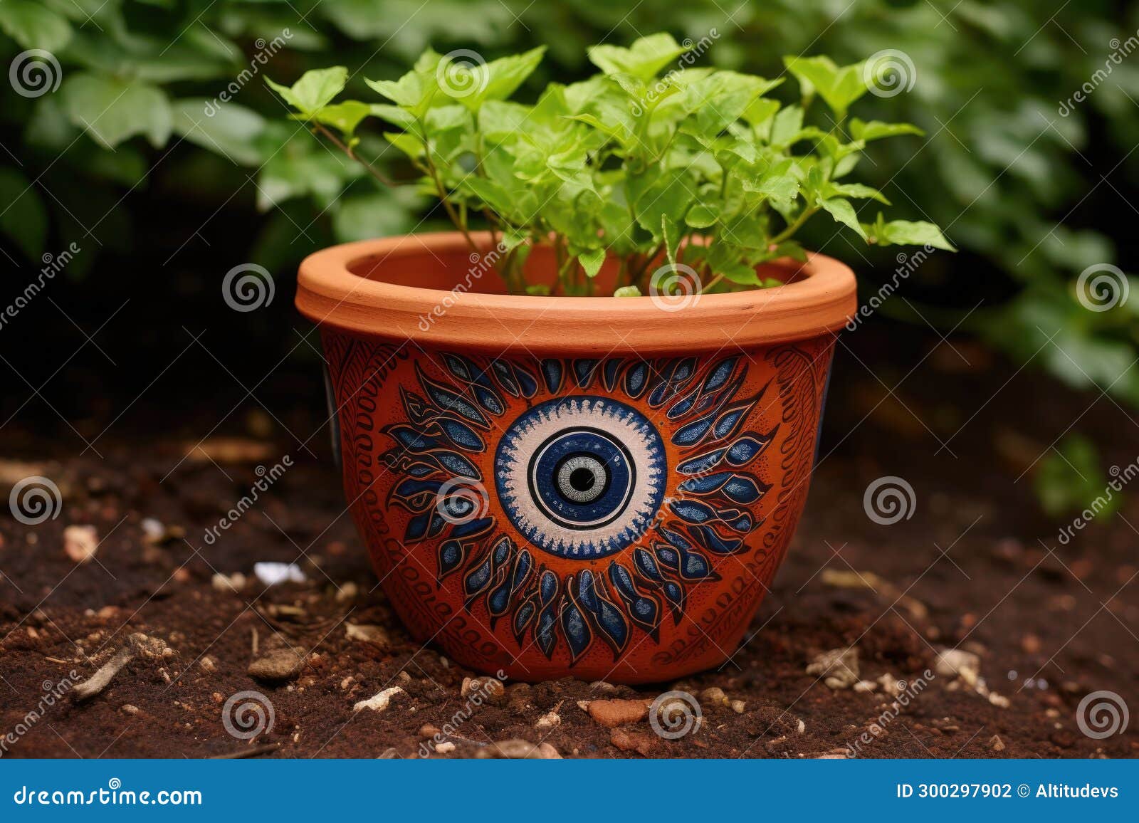 A Hand-painted Evil Eye Symbol on a Terracotta Pot Stock Photo - Image ...