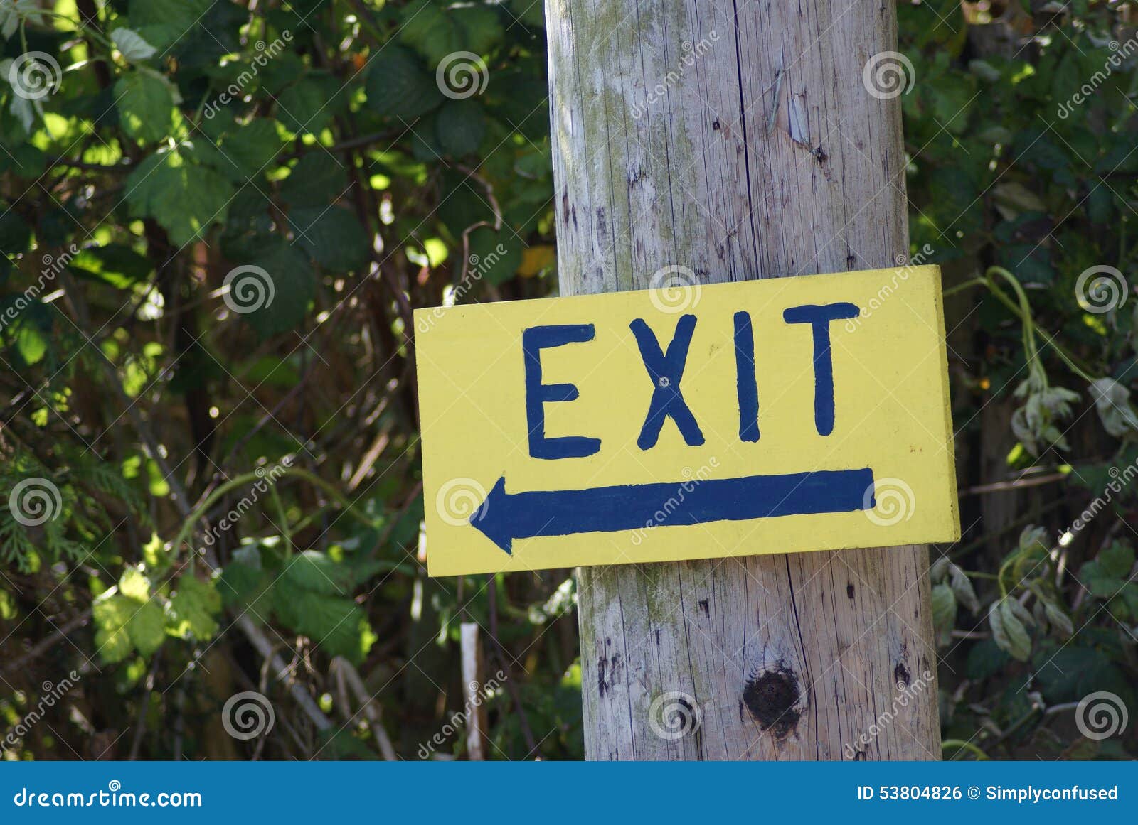 Hand Painted Exit sign stock photo. Image of post, blue - 53804826