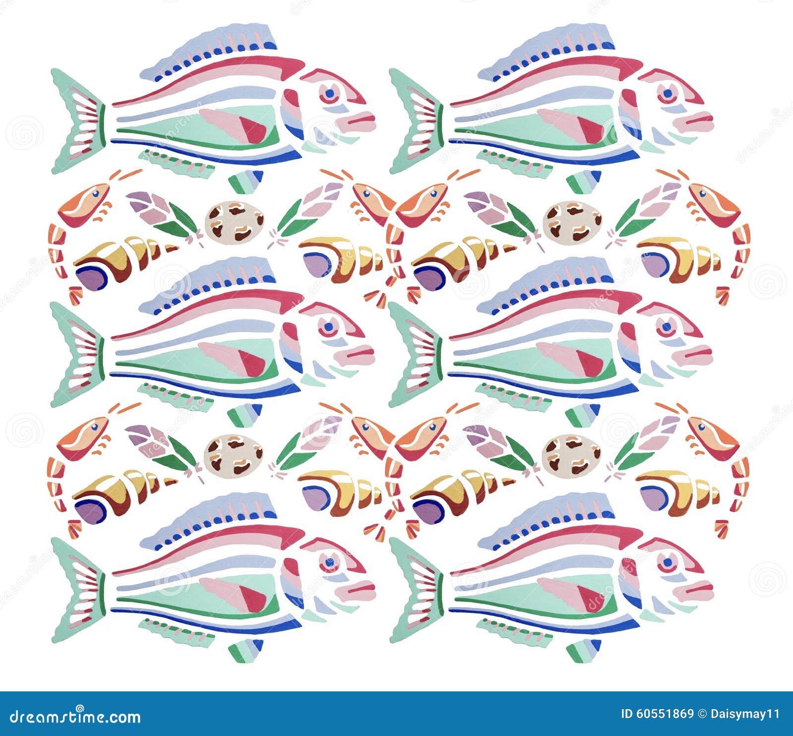 Hand Painted Fish Pattern Illustration Stock Illustration ...