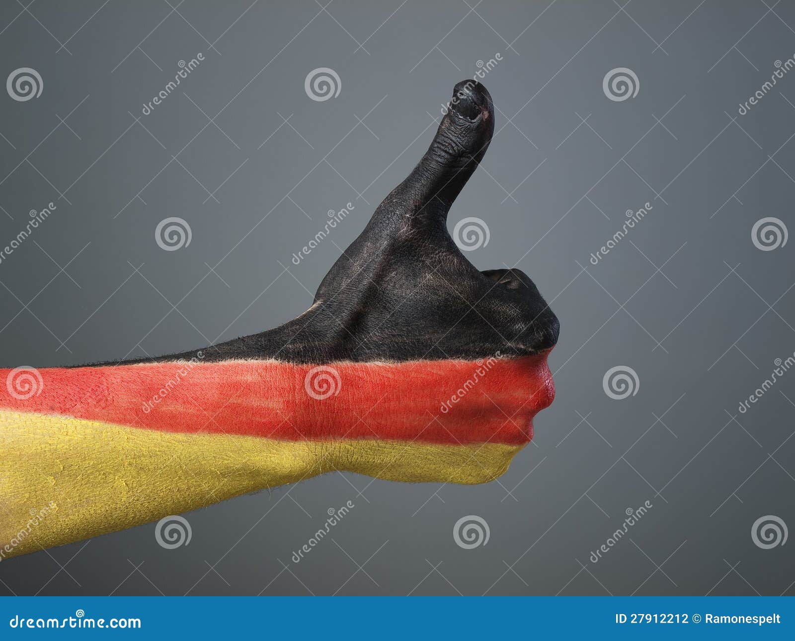 Hand Painted with the Flag of Germany Stock Photo - Image of black ...