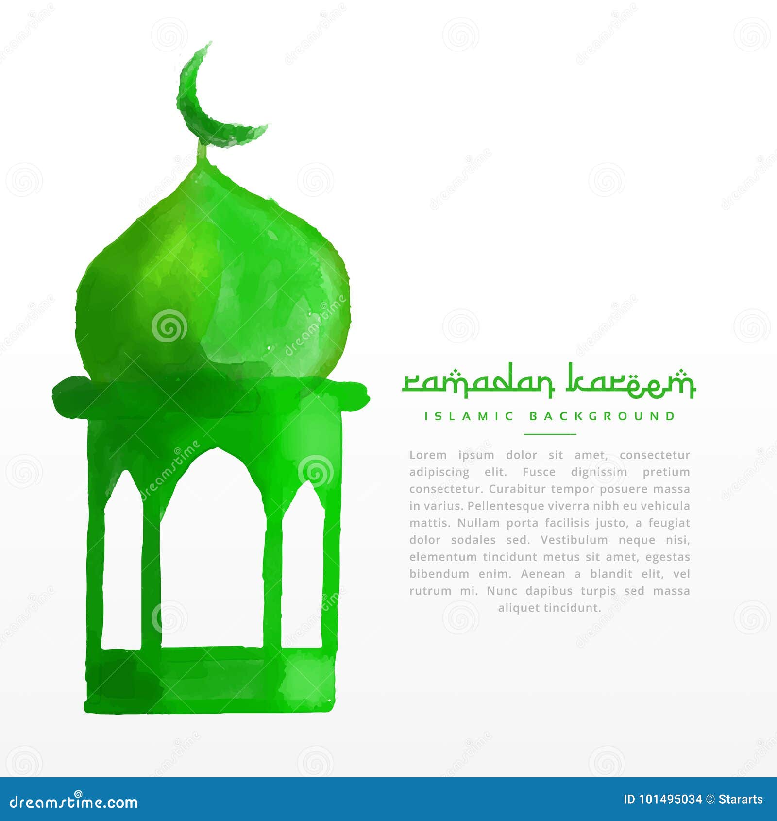 Hand Painted Green Mosque Design Stock Vector - Illustration of allha ...