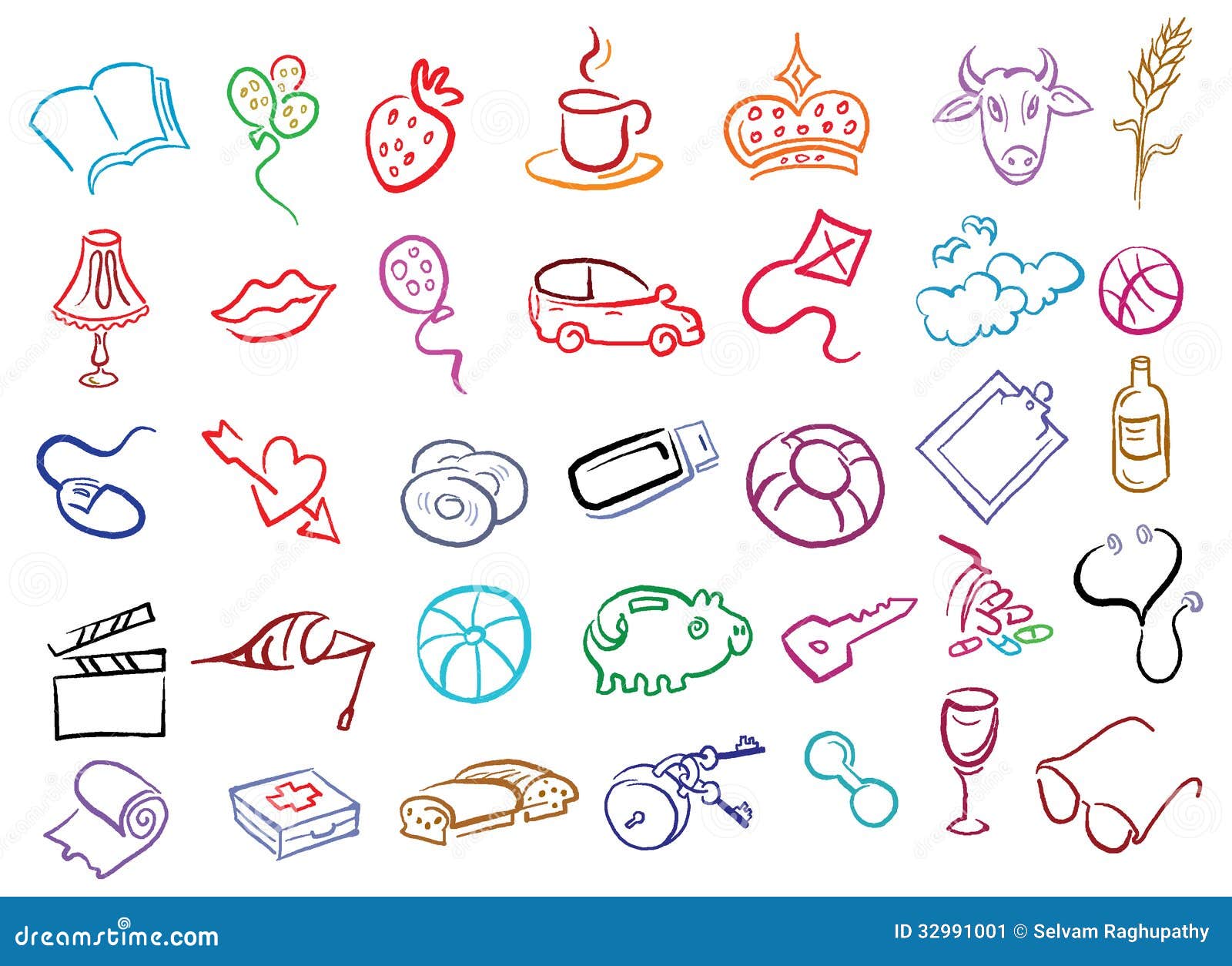 Hand painted icon set stock illustration. Illustration of stethoscope ...