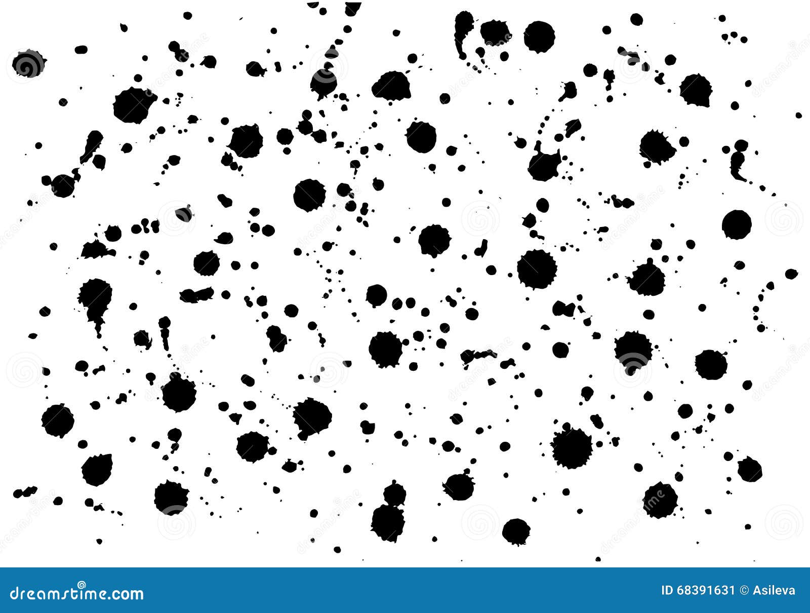 Hand Painted with Ink Splashes, Spots, Drops on a White Background ...