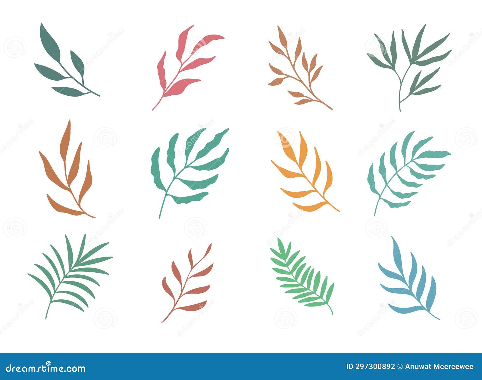 Hand Painted Leaves for Decoration in Minimalist Style Stock ...