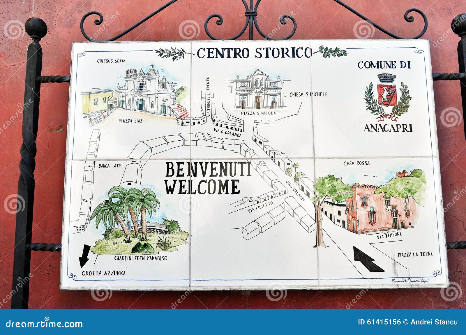 Hand Painted Map Of Capri Island Editorial Image | CartoonDealer.com ...