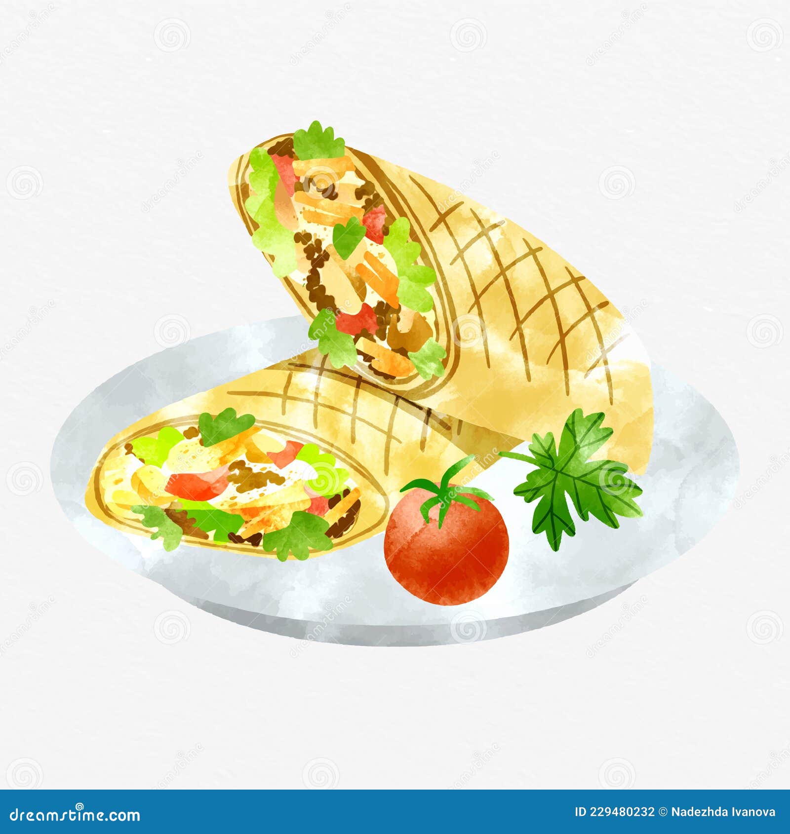 Hand Painted Nutritious Shawarma Illustration Vector Illustration ...