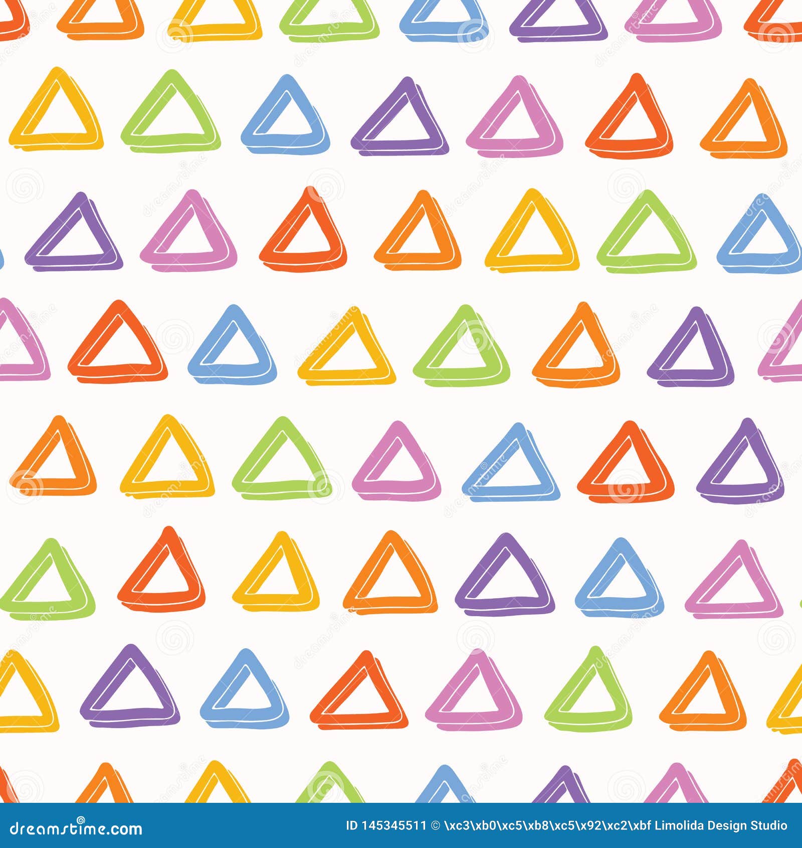 Hand Painted Rainbow Triangles. Seamless Repeat Pattern. Childish Fun ...