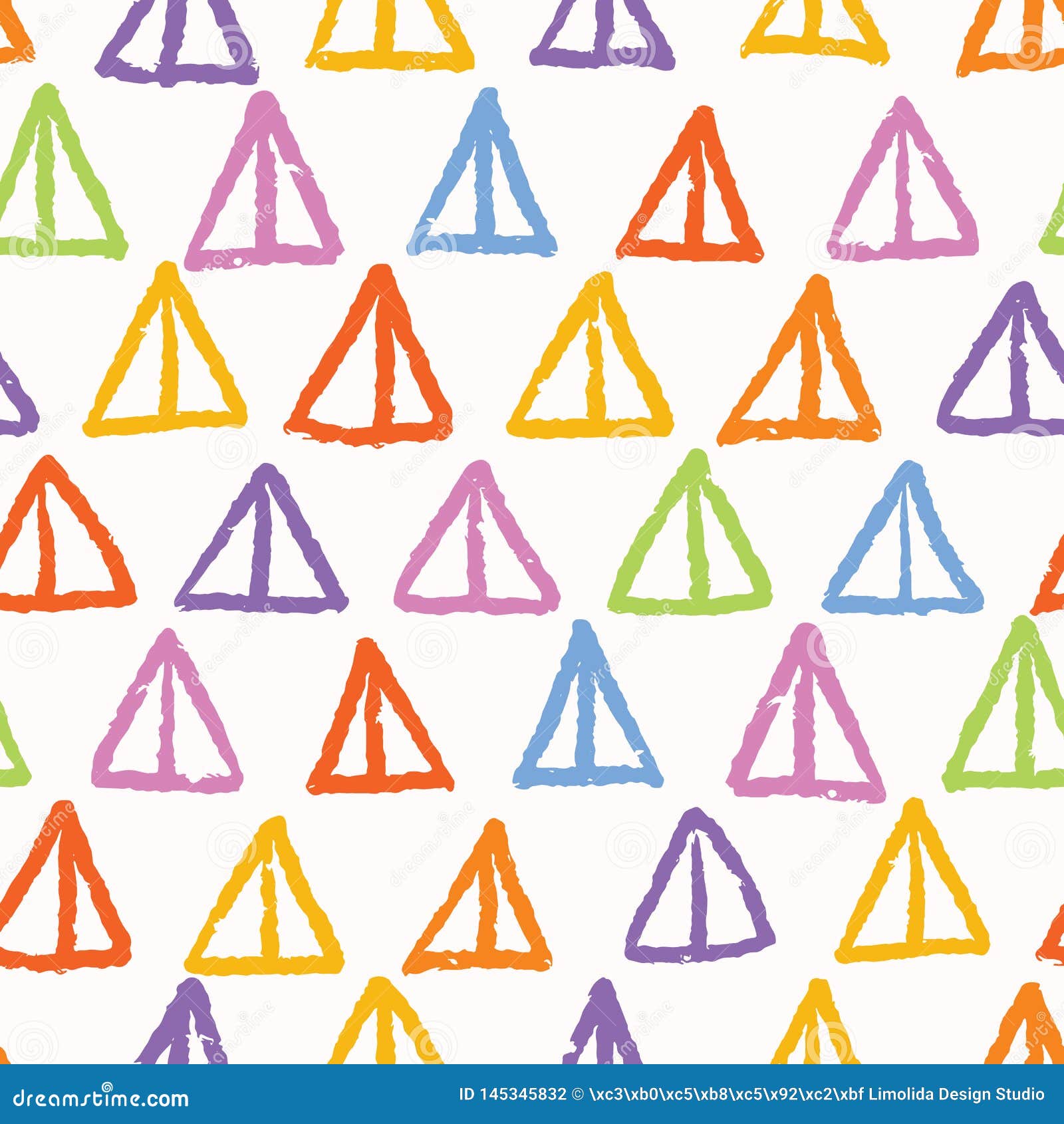 Hand Painted Rainbow Triangles. Seamless Repeat Pattern. Childish Fun ...