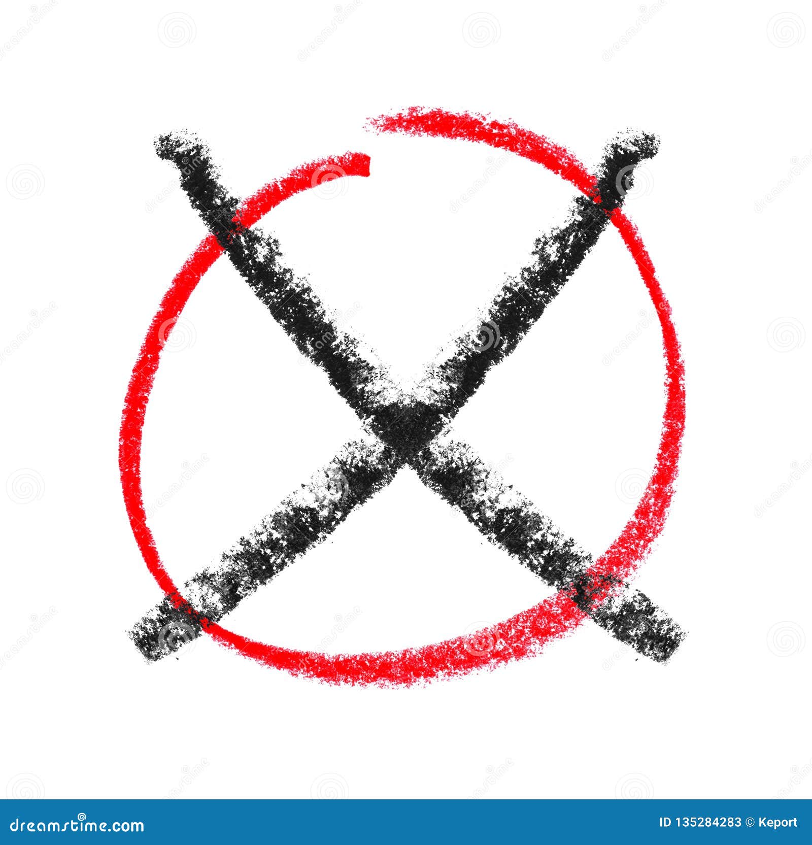 Black Painted Chalk X in Red Circle Stock Illustration - Illustration ...