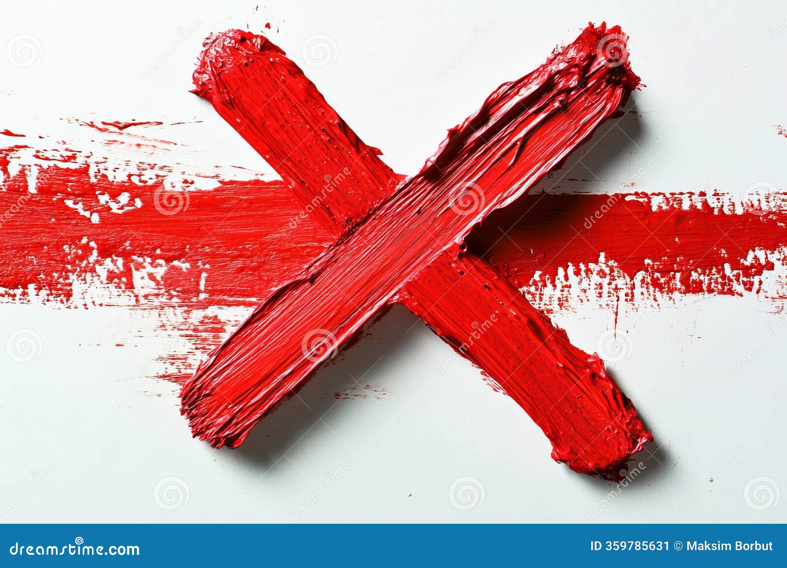 Hand-painted Red X Mark on a White Background - Symbolizing Rejection ...