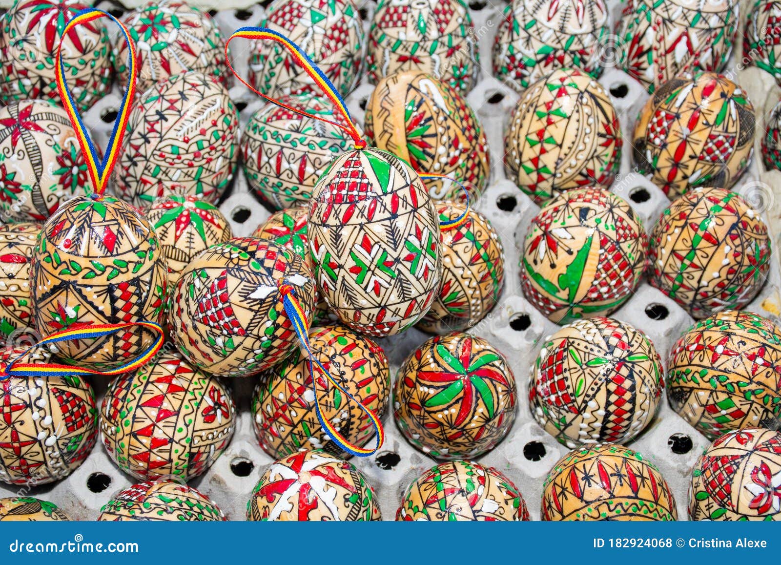 Hand Painted Rustic Romanian Easter Eggs Editorial Stock Photo - Image ...