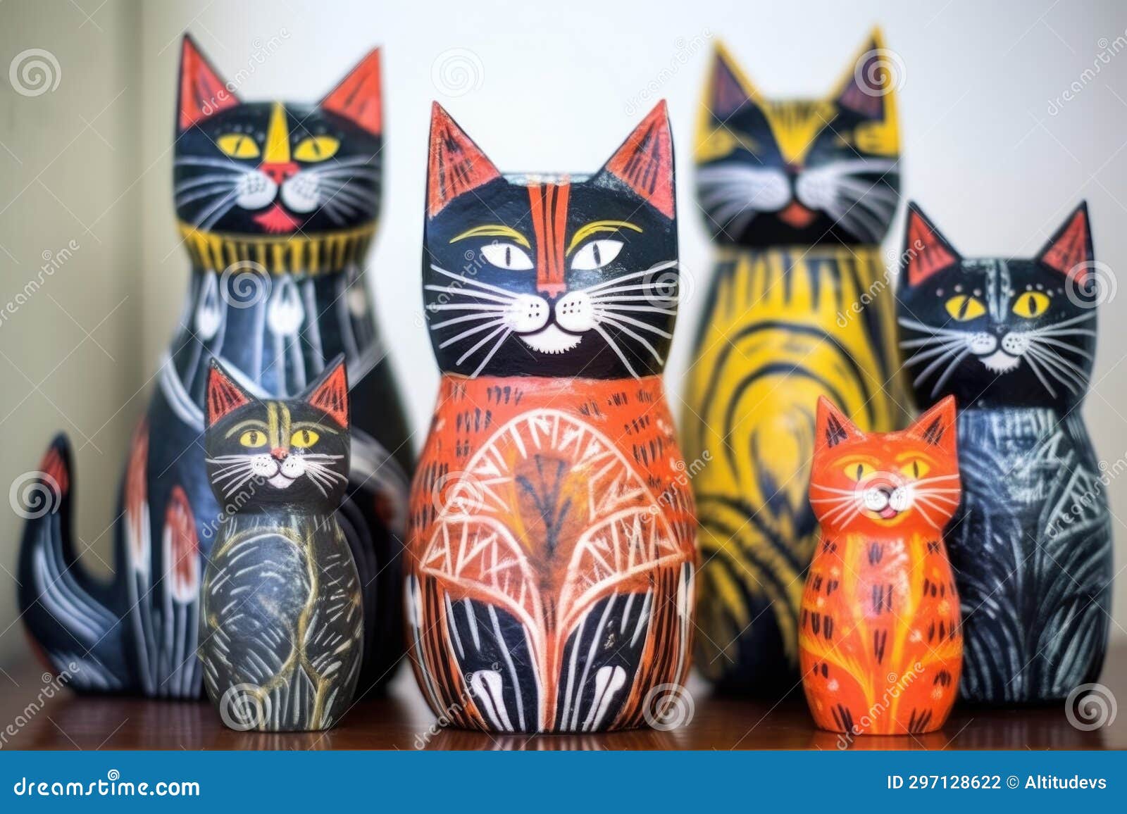 Hand-painted Scared Cat Totem Stock Photo - Image of handpainted ...