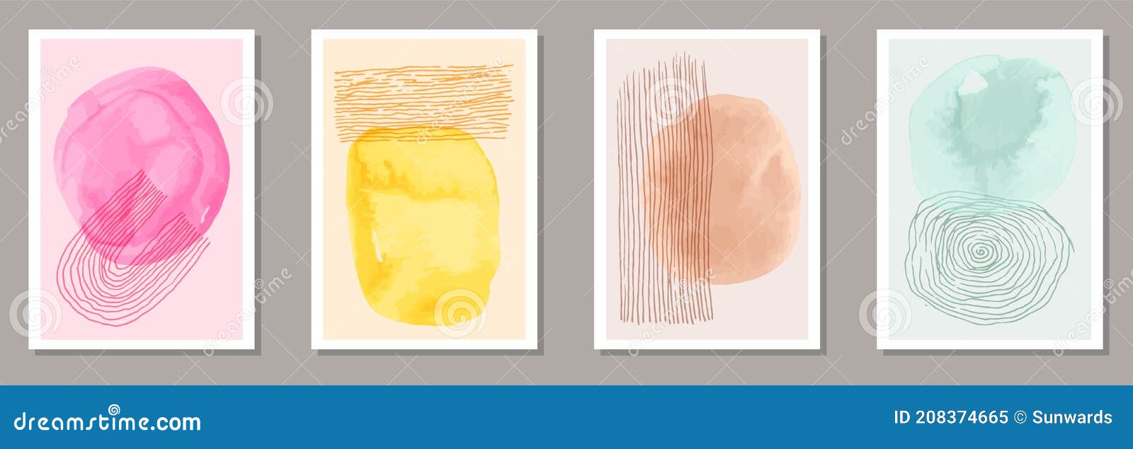 Hand Painted Simple Canvas Vector Set. Watercolor Stock Vector ...