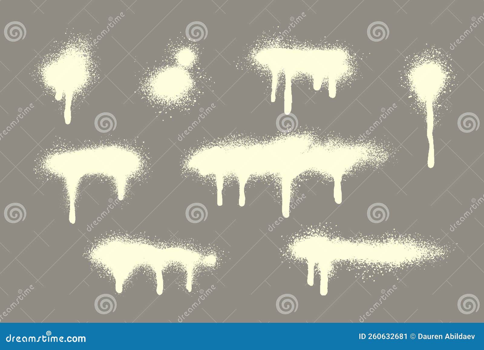 Hand Painted Spray Lines Drips Set Vector Illustration. Stock Vector ...