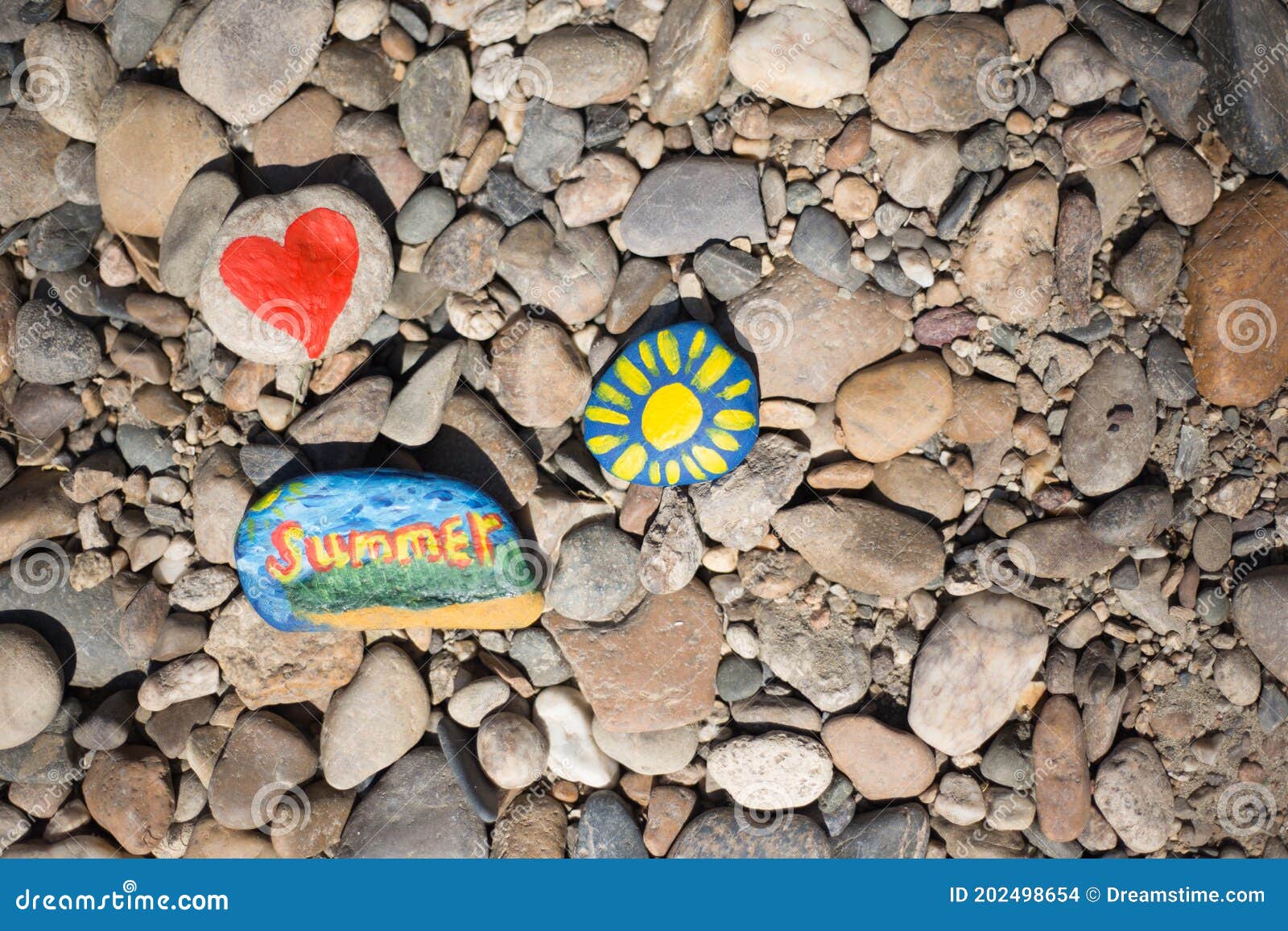 Hand-painted Stone with Paints and Gouache with Summer Patterns Stock ...