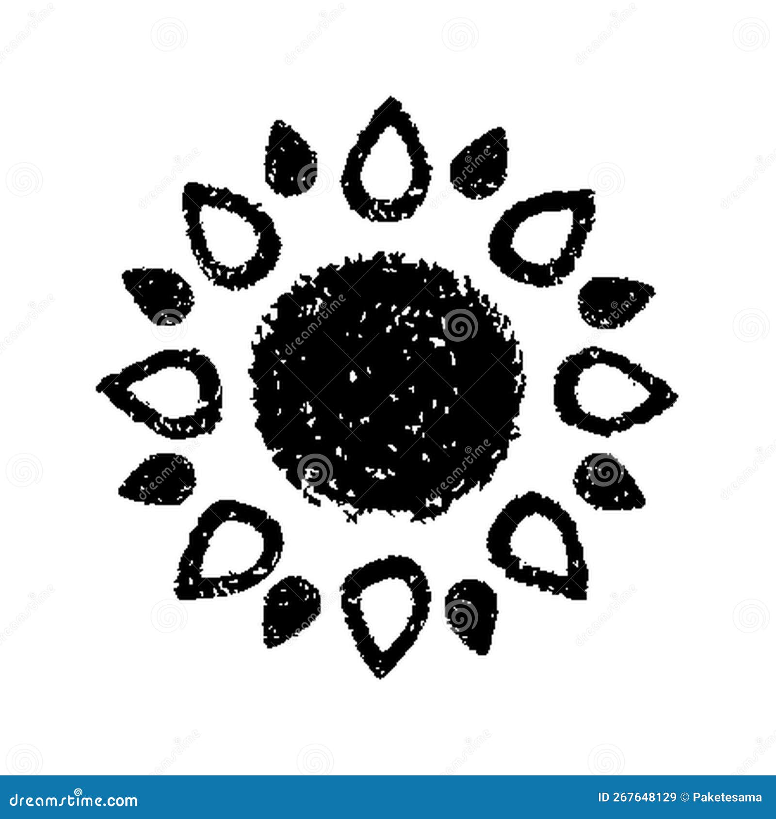 Hand Painted Sun Symbol, Hand Drawn with Crayon Stock Vector ...