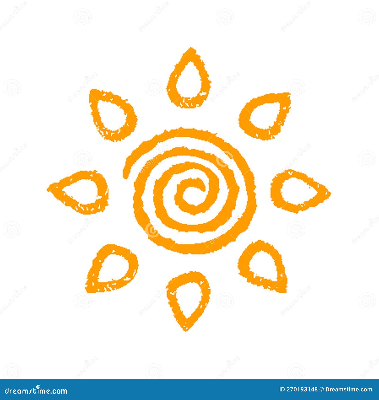 Hand Painted Sun Symbol, Hand Drawn with Crayon Stock Vector ...