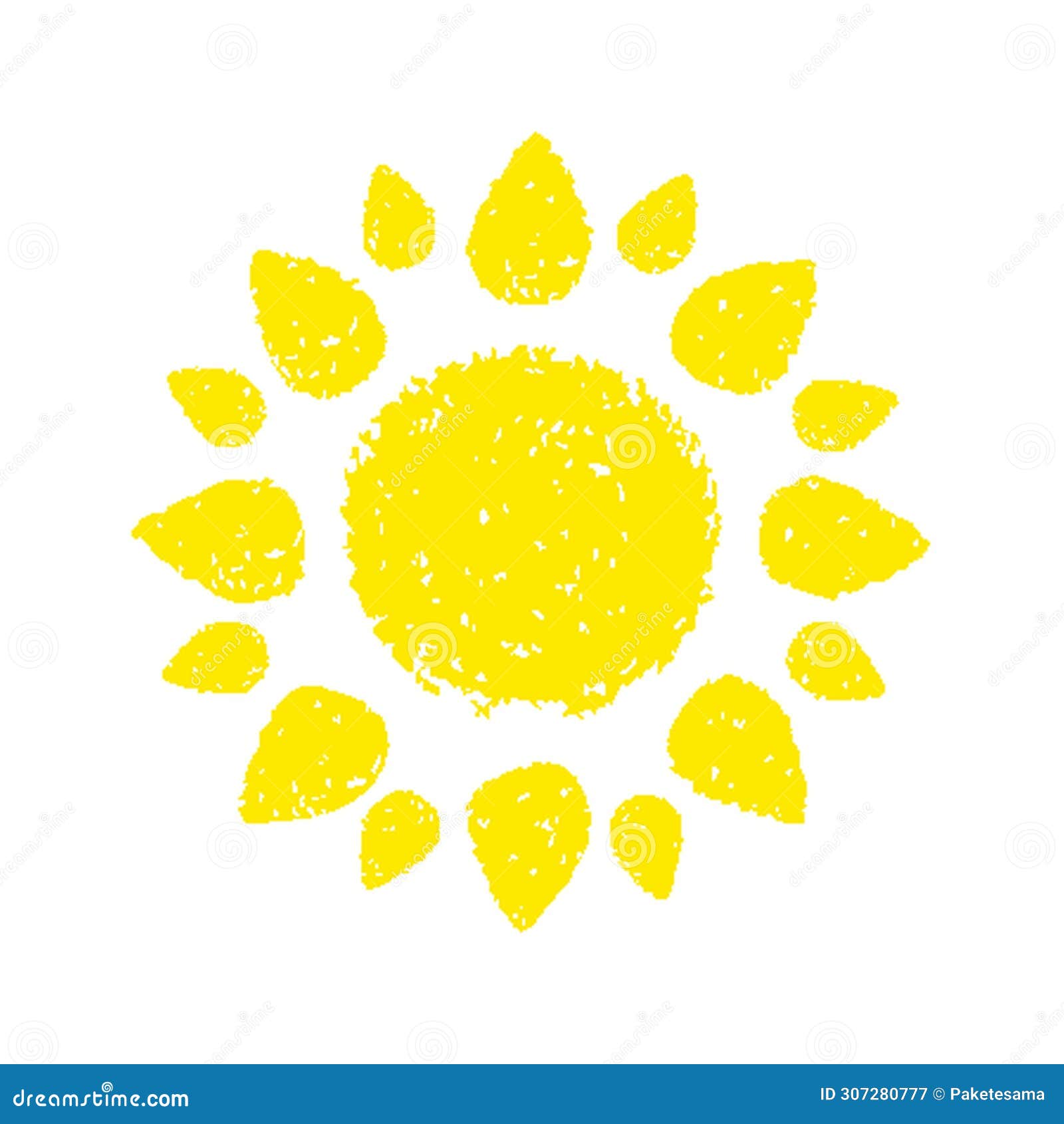 Hand Painted Sun Symbol, Hand Drawn with Crayon Stock Vector ...