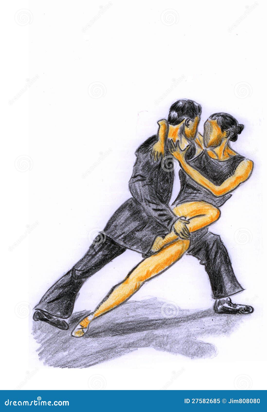 Hand-painted tango1 stock illustration. Illustration of female - 27582685