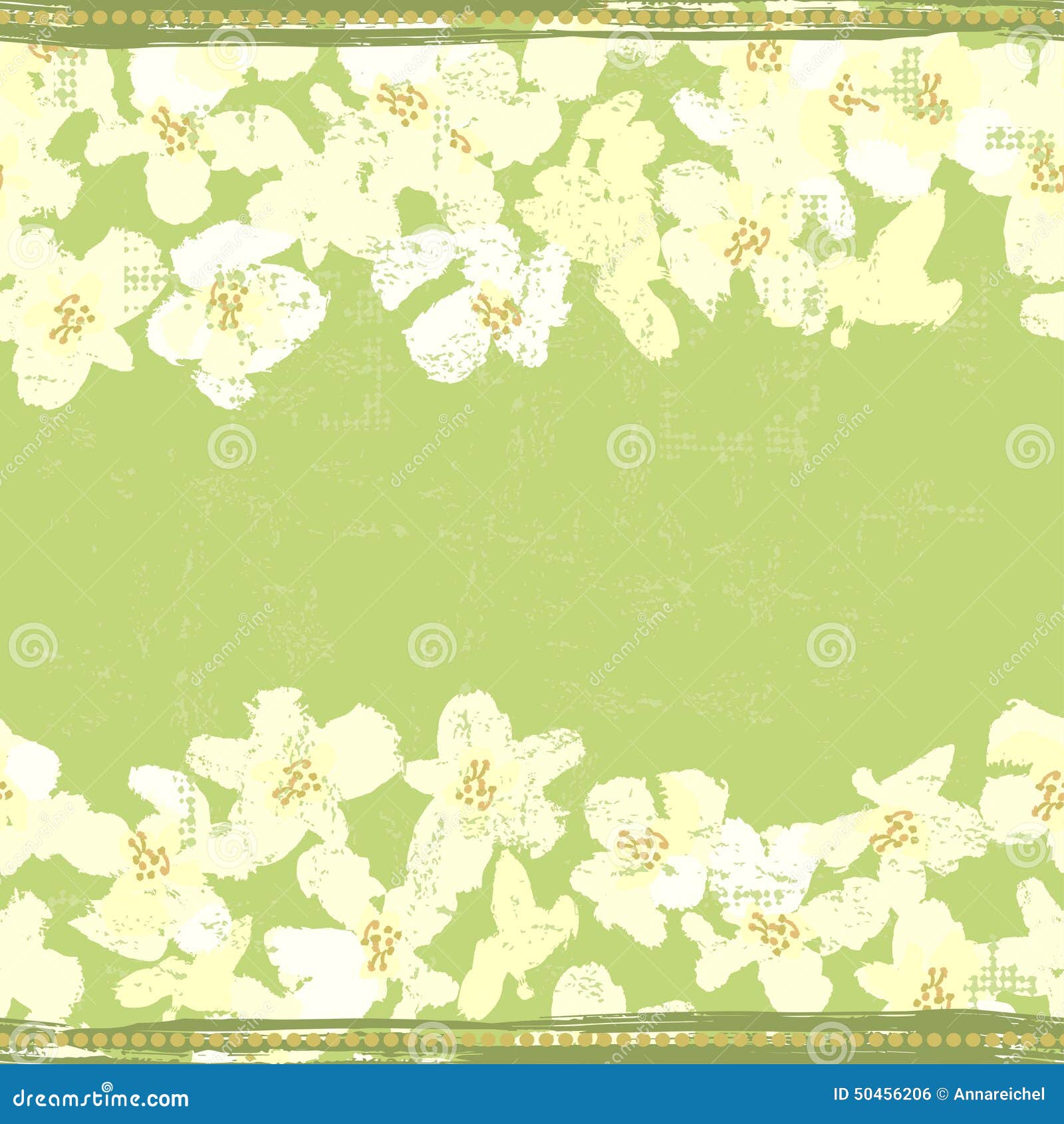 Hand Painted Textured White Flowers Seamless Border Stock Vector ...
