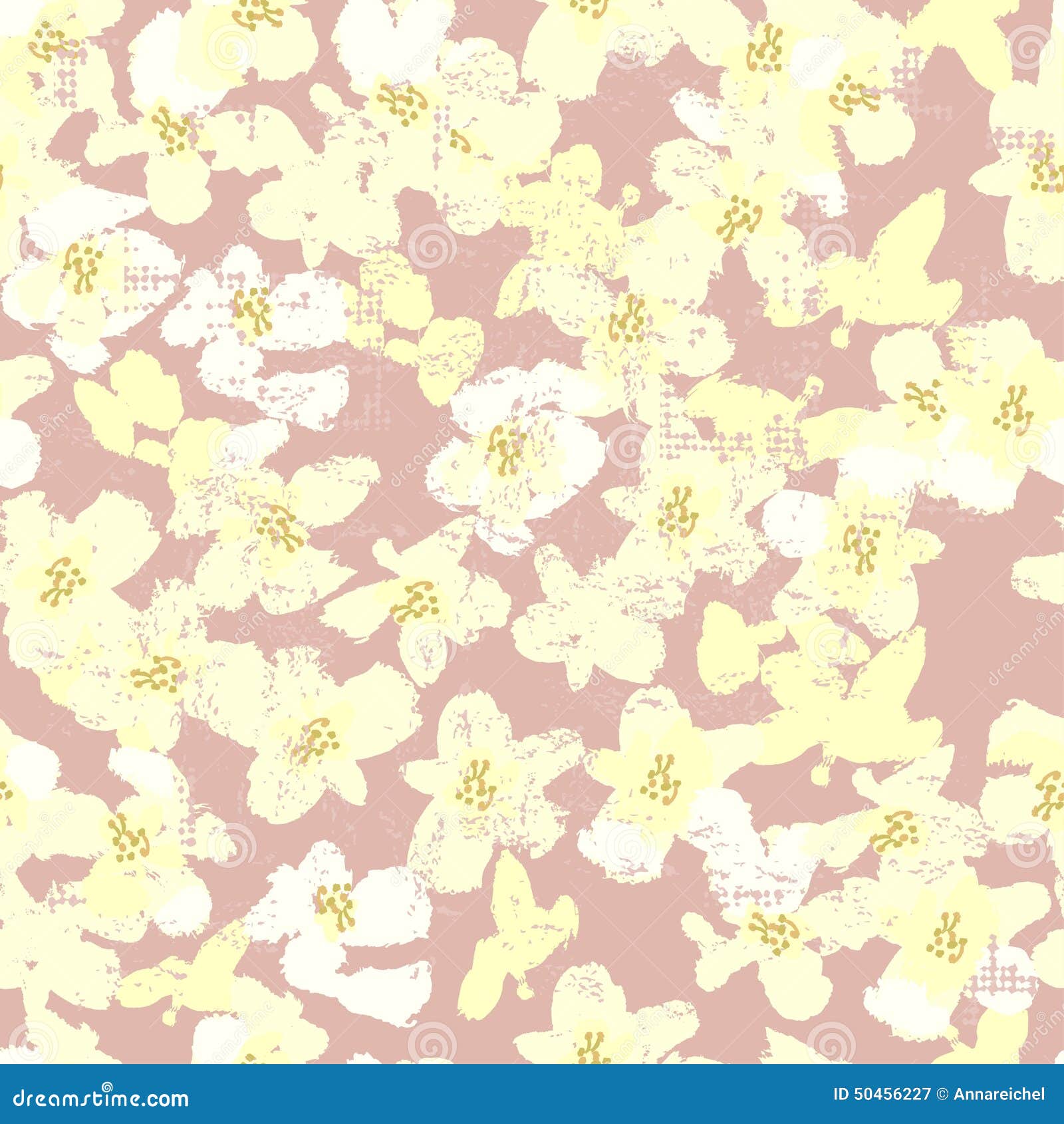 Hand Painted Textured White Spring Flowers Seamless Pattern Stock ...