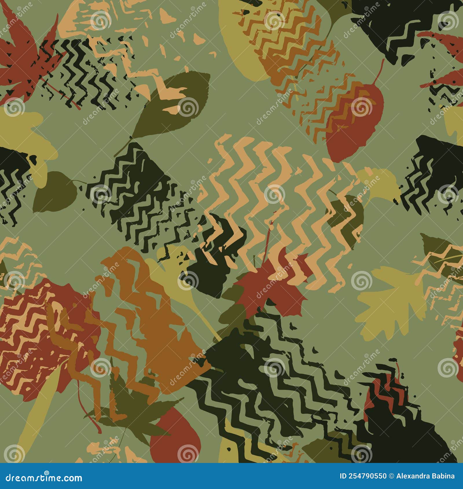 Hand Painted Tire Tracks, Leaves Repeat Pattern. Stock Vector ...