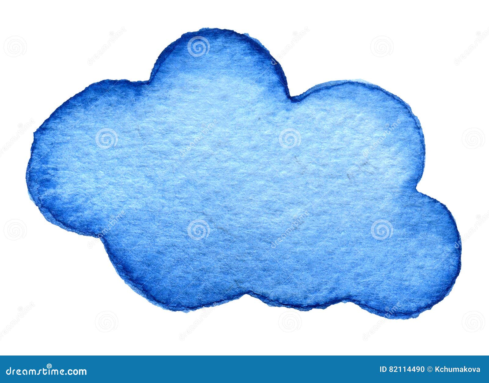 Hand Painted Watercolor Cloud Isolated on White. Blue Backround. Stock ...
