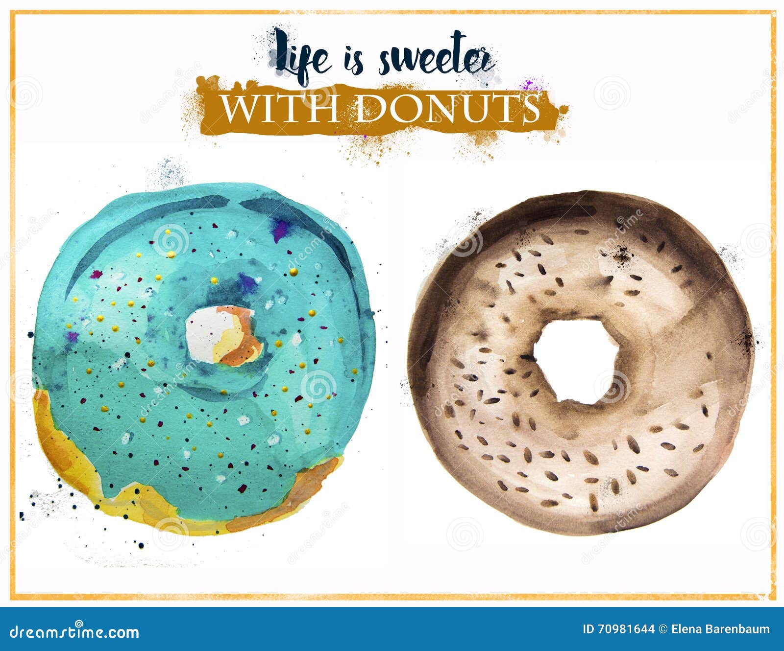 Hand-painted Watercolor Donuts Stock Illustration - Illustration of ...