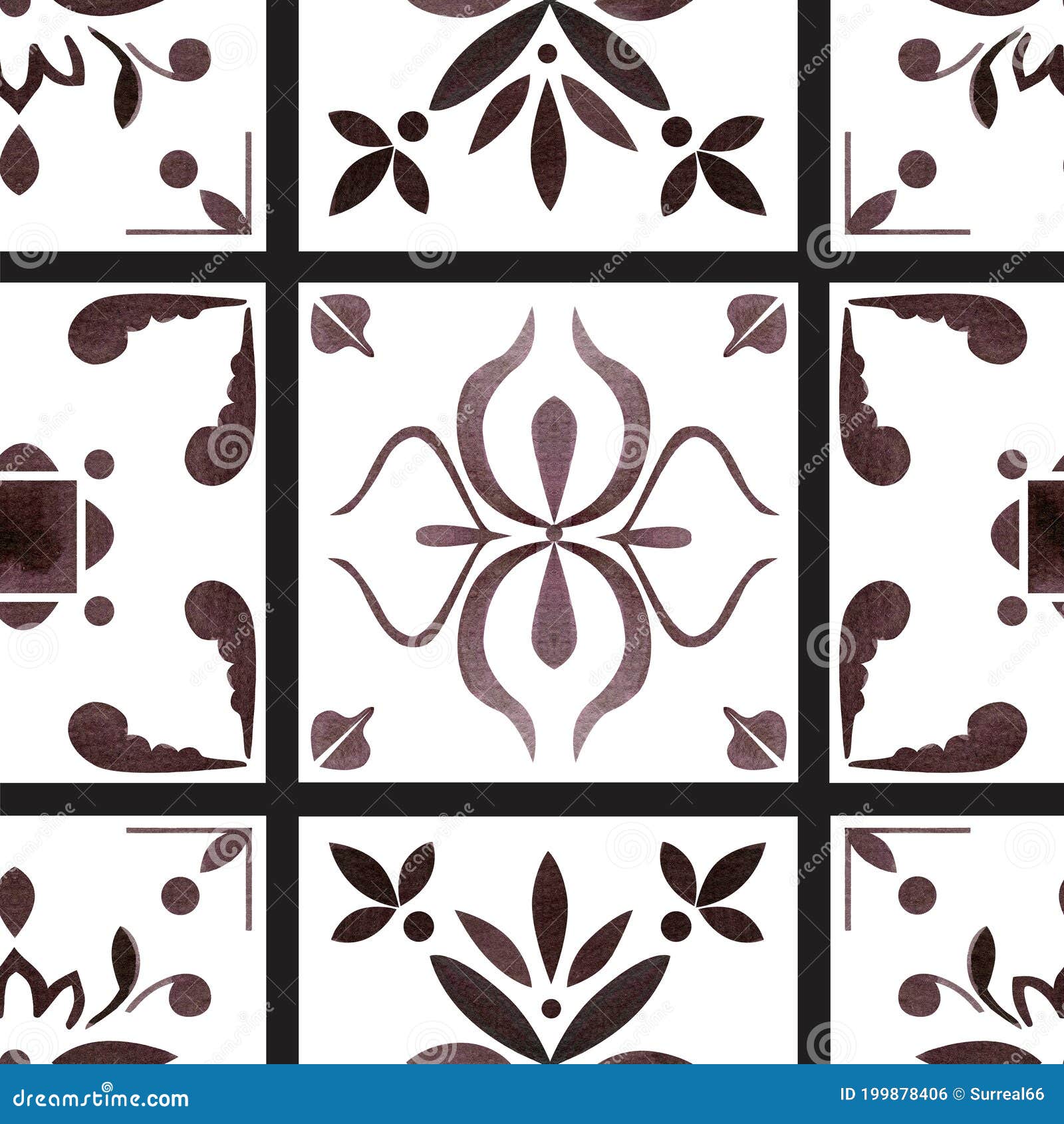 Monochrome Tile Wall Seamless Pattern Stock Illustration - Illustration ...