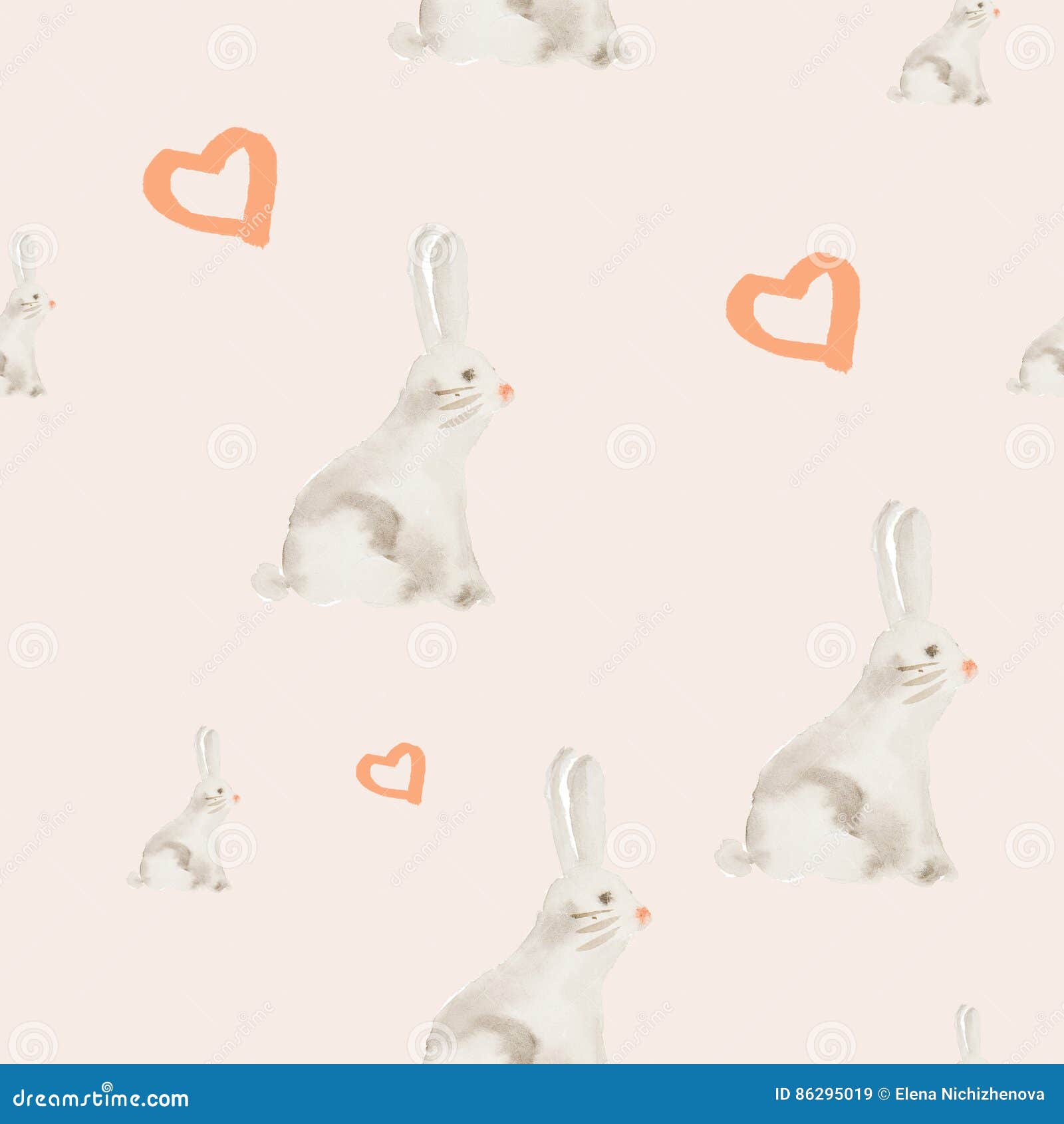 Hand Painted Watercolor Rabbit Pattern Stock Illustration ...