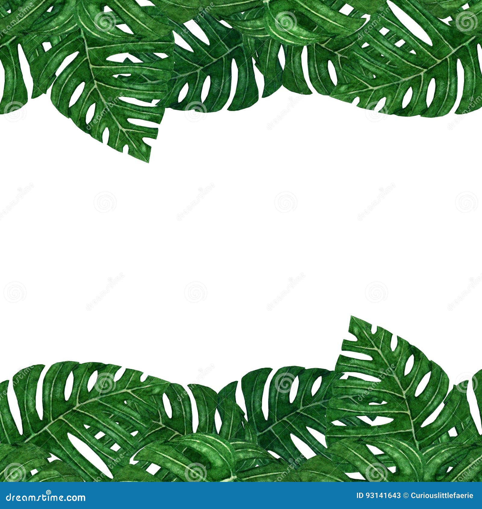 Hand Painted Watercolor Tropical Monstera Leaf Frame Stock Illustration ...