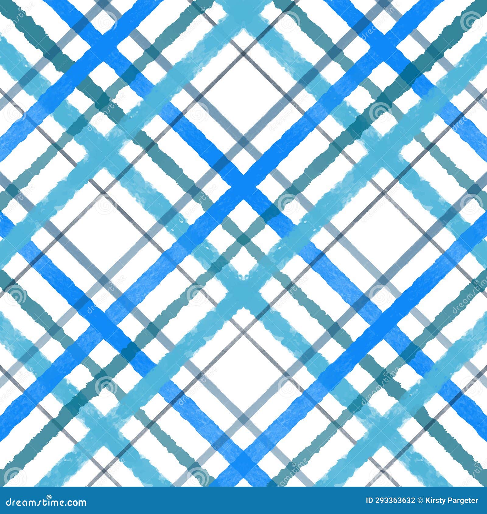 Hand Painted Watercolour Blue Themed Plaid Pattern Design Stock Vector ...
