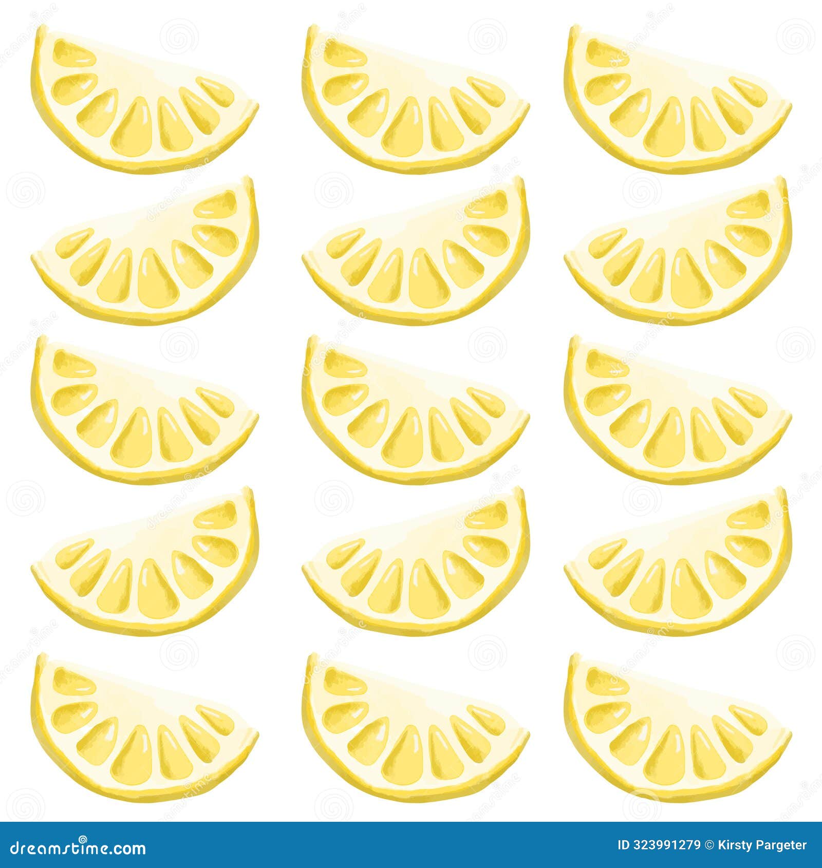 Hand Painted Watercolour Lemon Slice Pattern Background Stock ...
