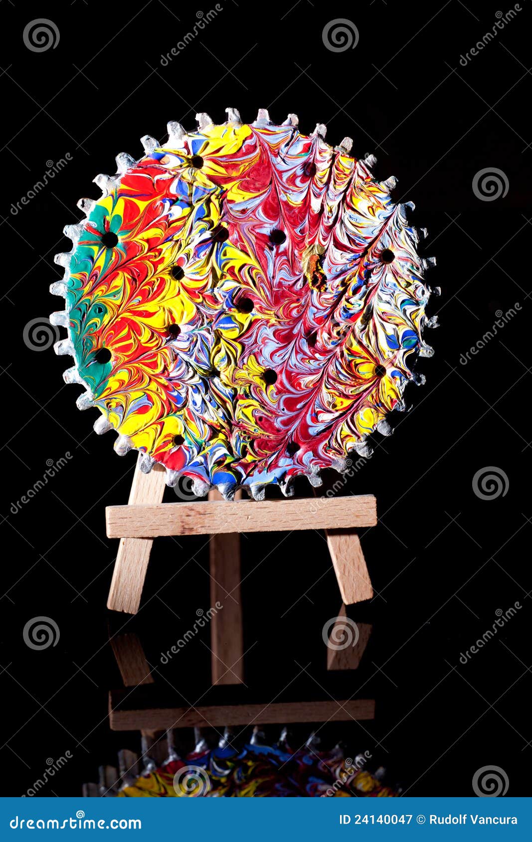 Hand Painted Wooden Gear stock image. Image of black - 24140047