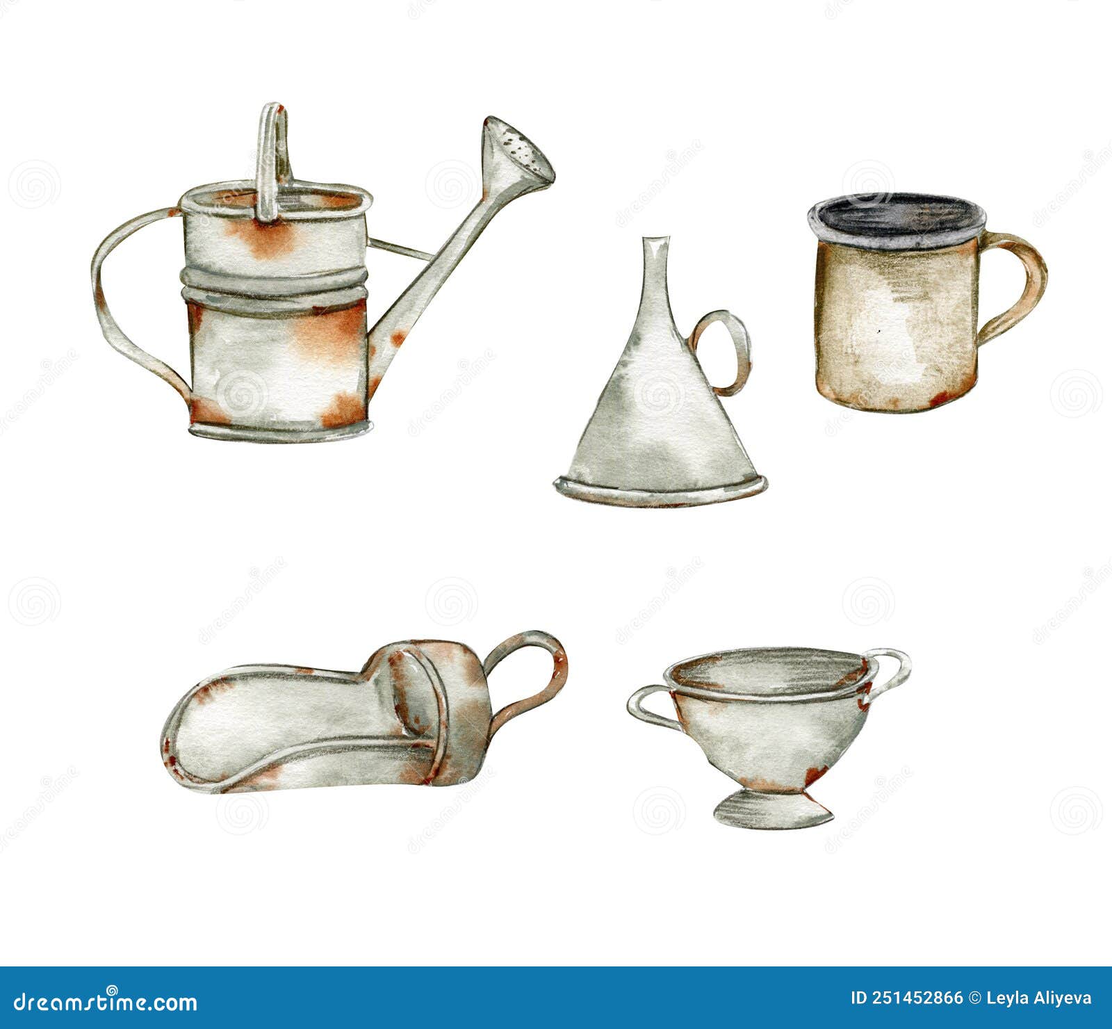 Hand Painted Watercolor Rusty Old Element Stock Illustration ...