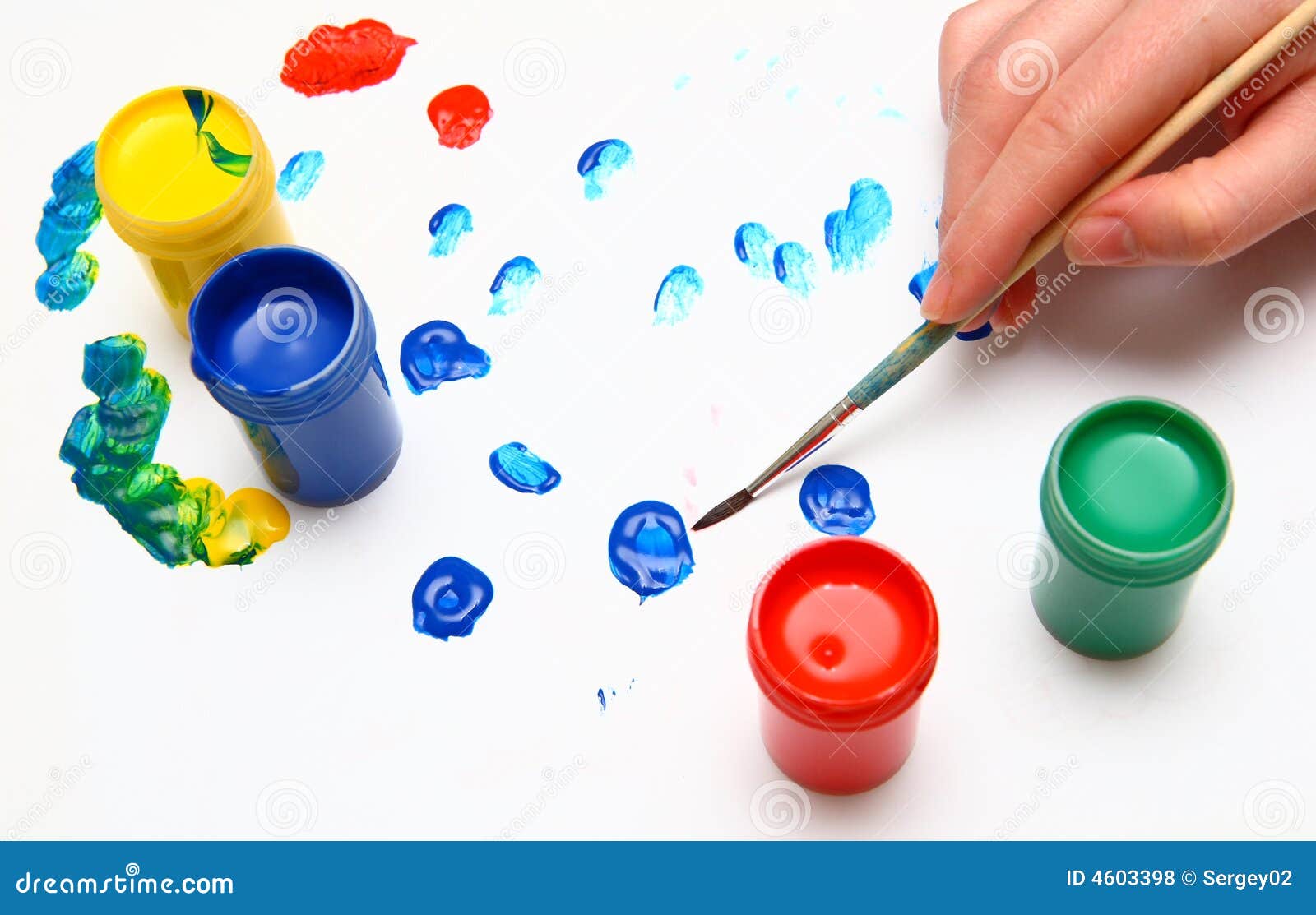 Hand painting stock photo. Image of yellow, hand, blue - 4603398