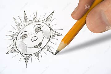 Hand painting sun stock image. Image of cute, cartoon - 3409759