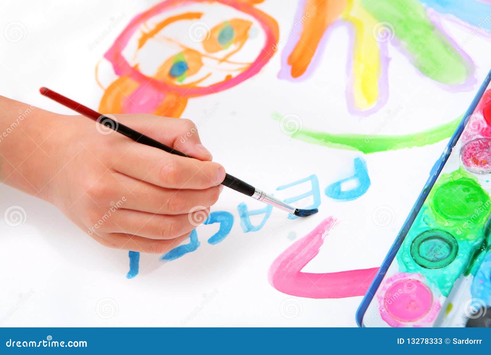 Hand Painting and Writing Word Peace Stock Image - Image of brush ...