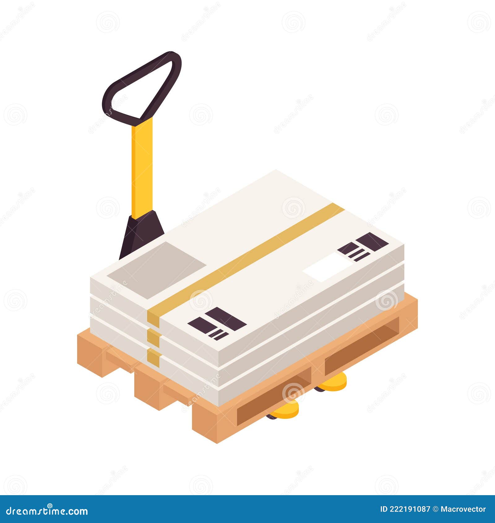 Hand Pallet Truck Carries A Pallet With Boxes Are On A Stock Photo ...