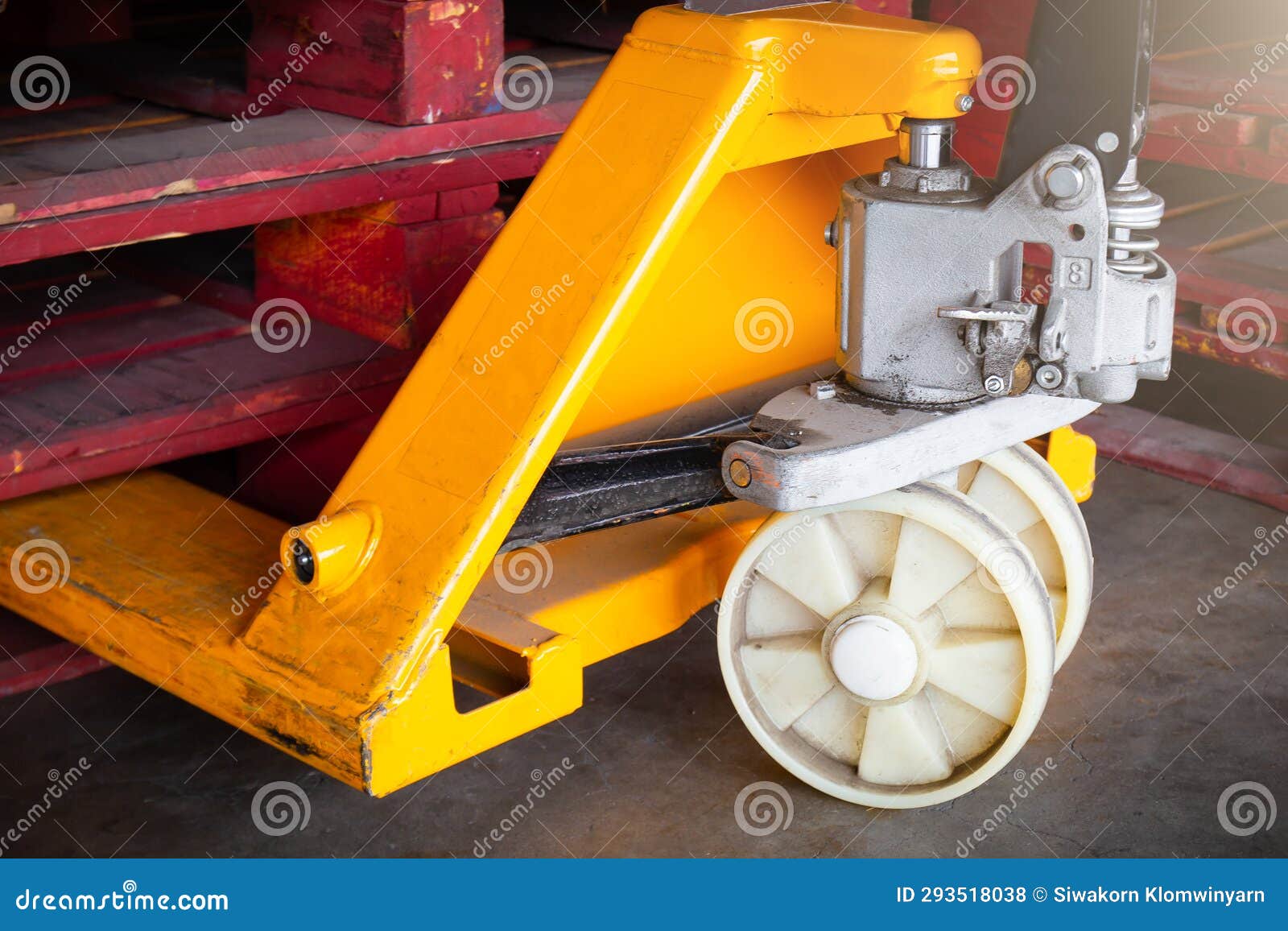 Hand Pallet Truck or Manaul Hand Lift. Pallet Jack Loader Stock Photo ...