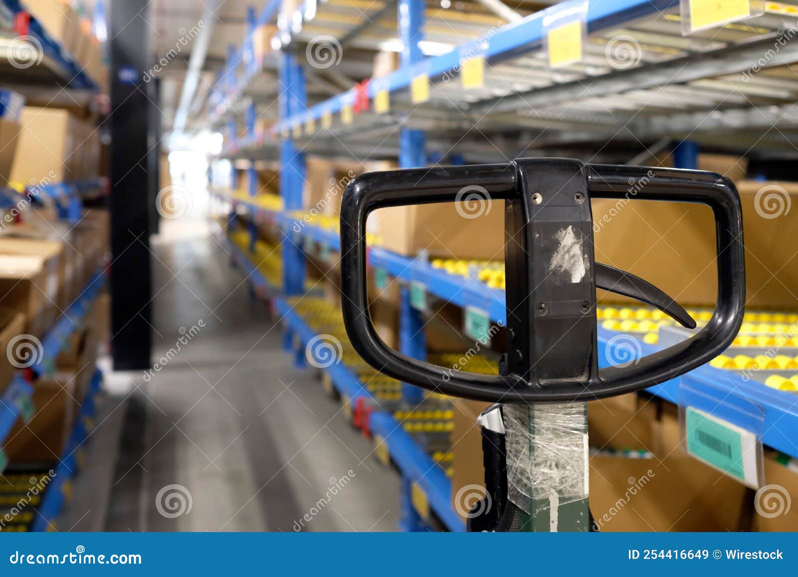 Hand Pallet Truck in a Warehouse Stock Image - Image of logistics ...
