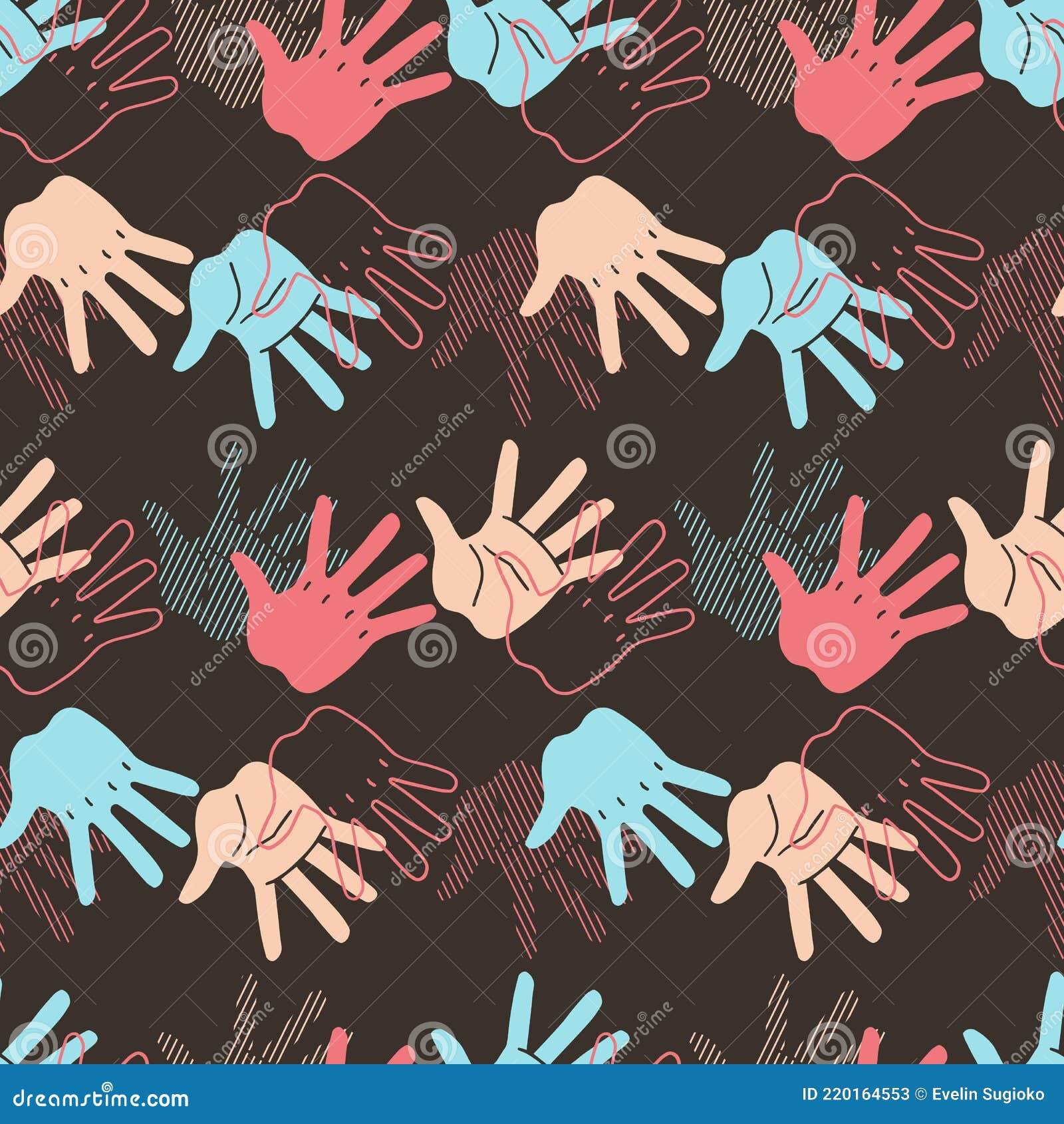 Hand and Palm Hands Vector Graphic Seamless Pattern Stock Vector ...