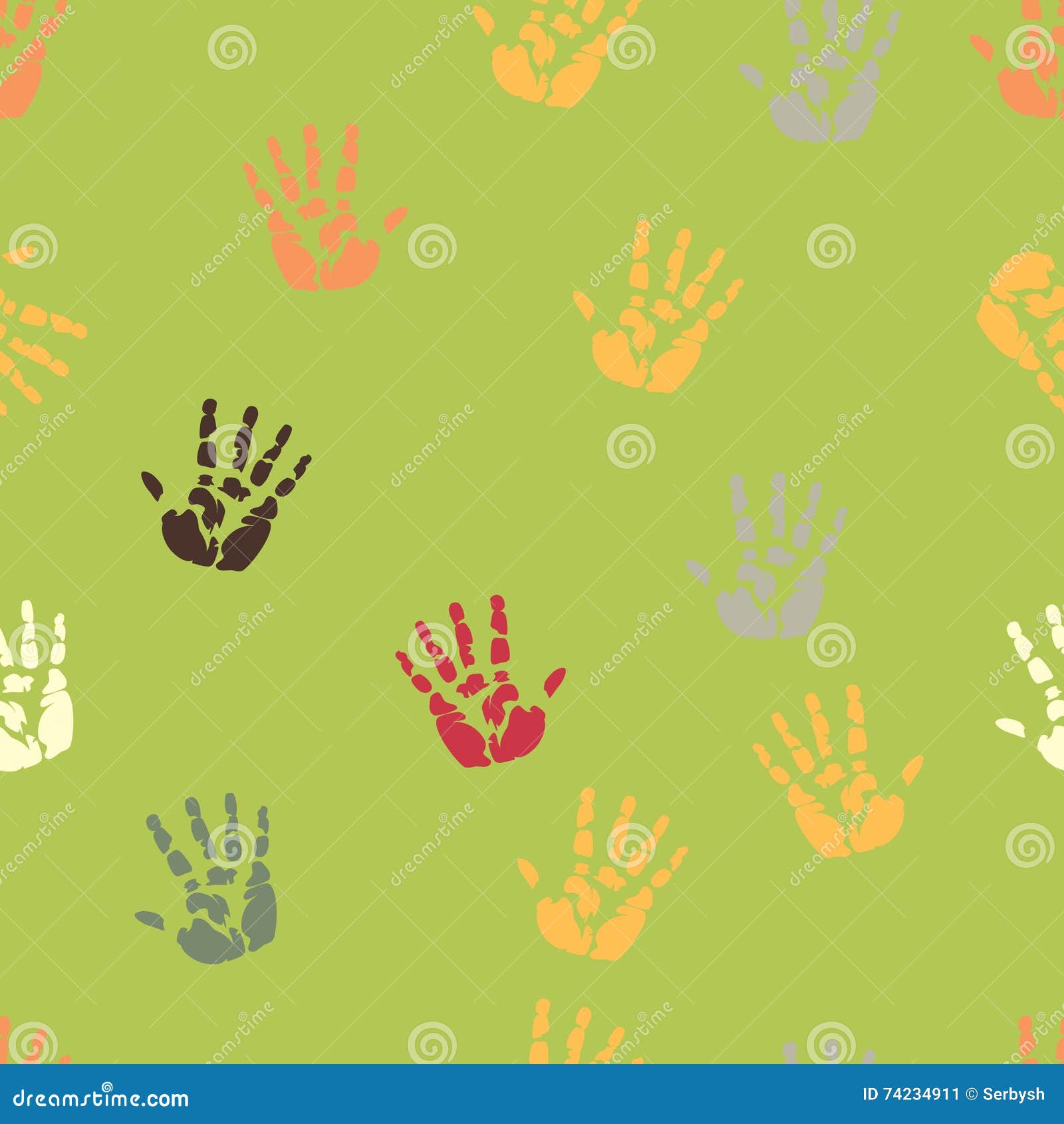 Hand Palm Ink Splash Print Seamless Background Stock Vector ...