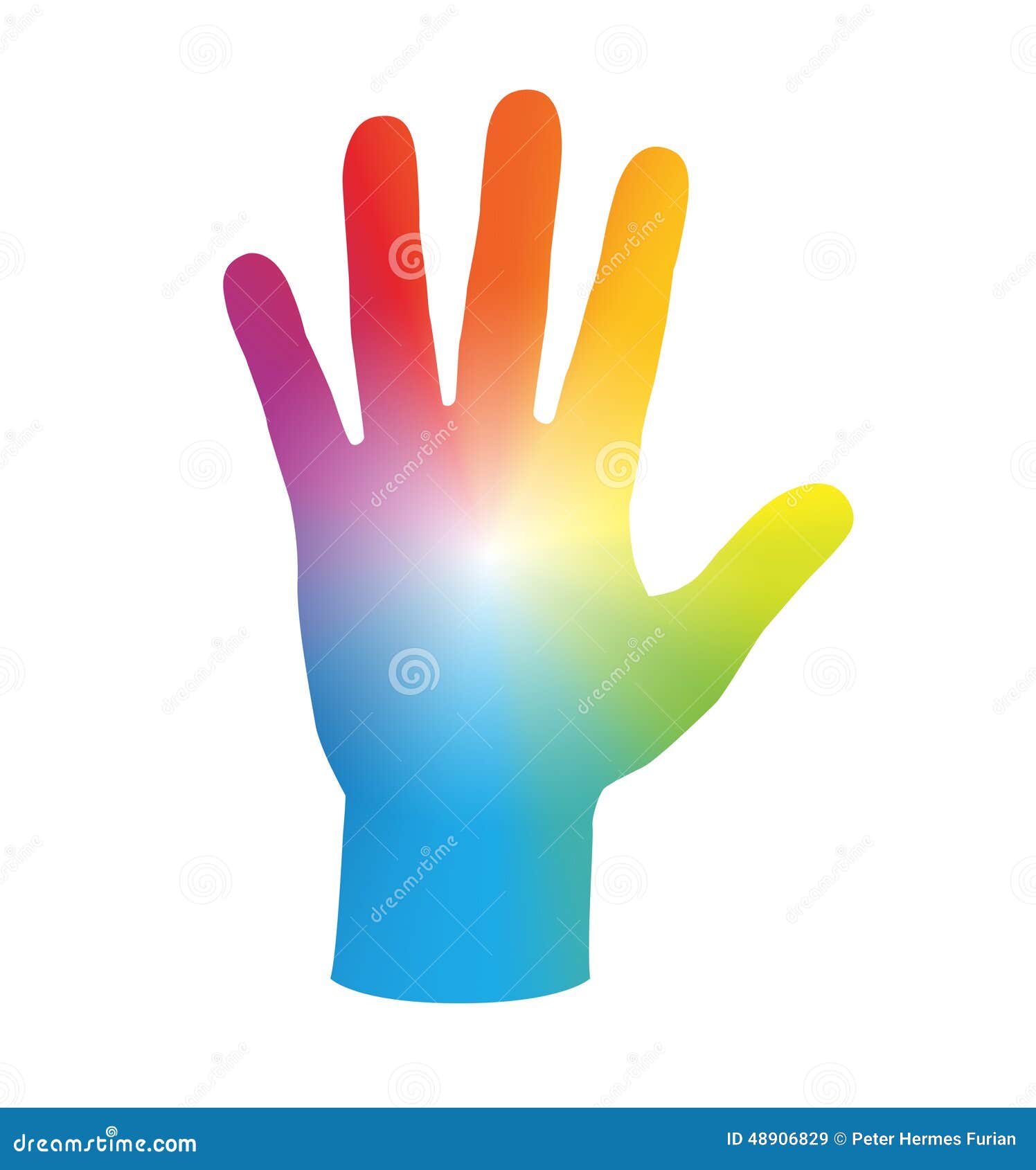 Hand Rainbow Print Isolated On White Background. Color Child Handprint ...