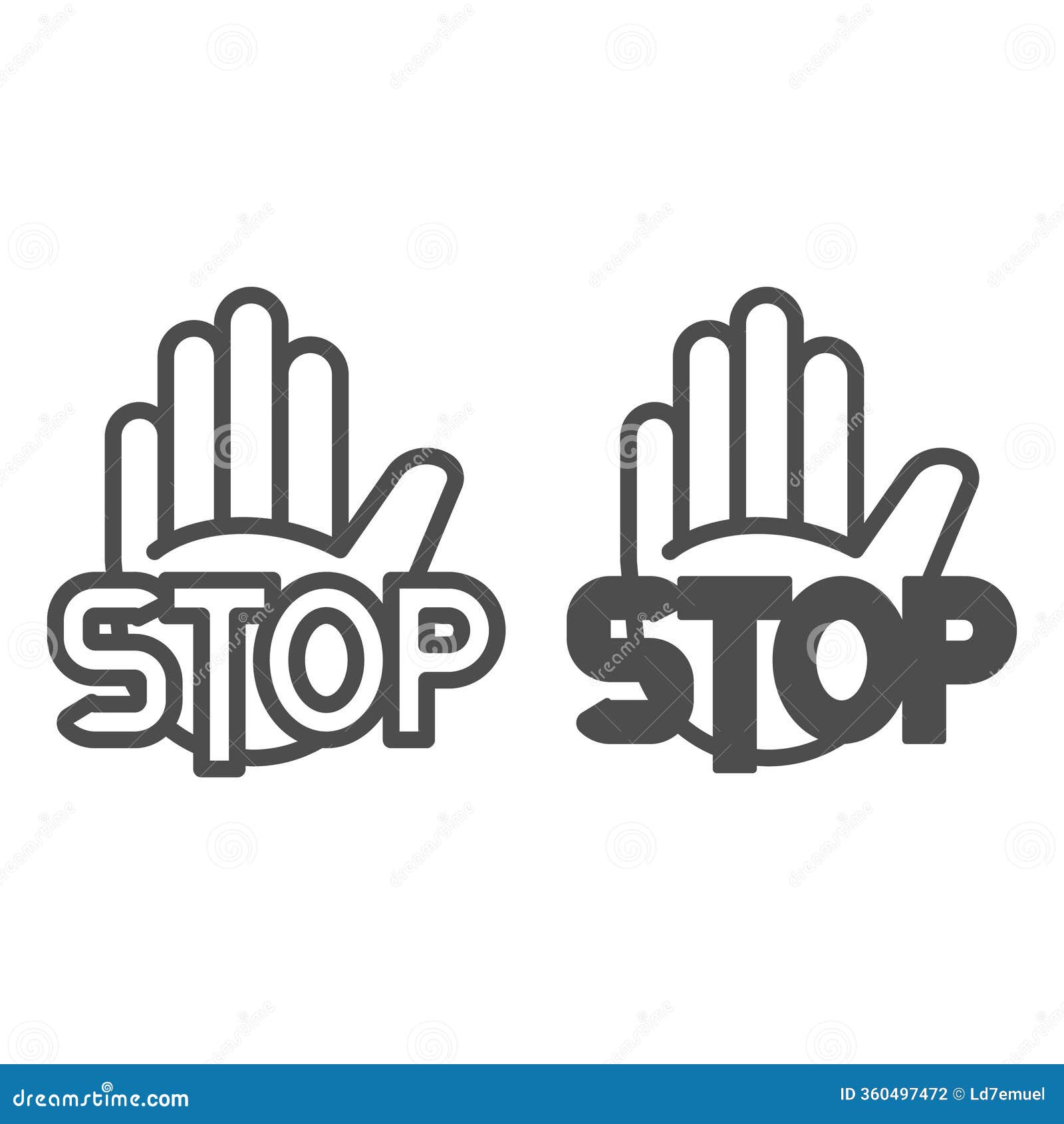 Hand Palm with Stop Text Line and Solid Icon, Stop War Concept. Vector ...