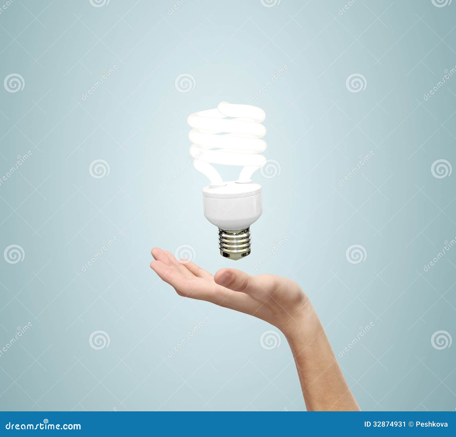 Hand Pand Energy Saving Lamp Stock Image - Image of luminosity ...