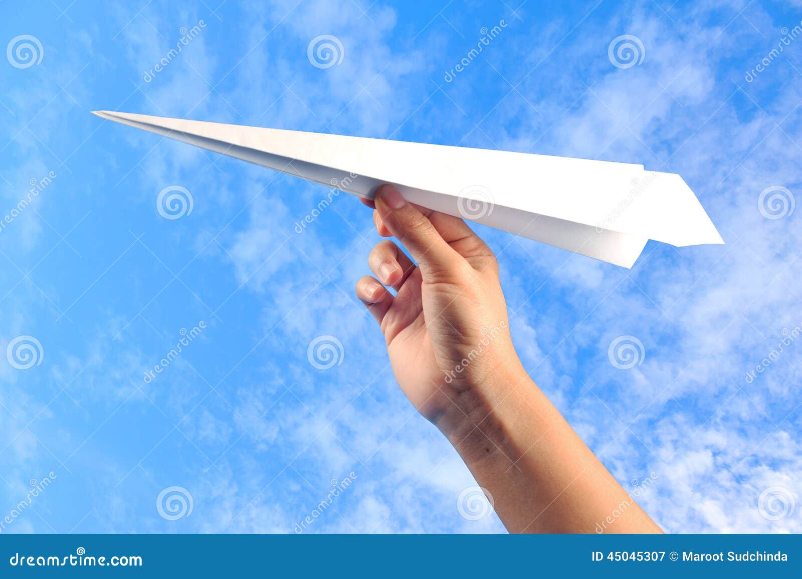 Hand with paper plane stock image. Image of flight, aviation - 45045307