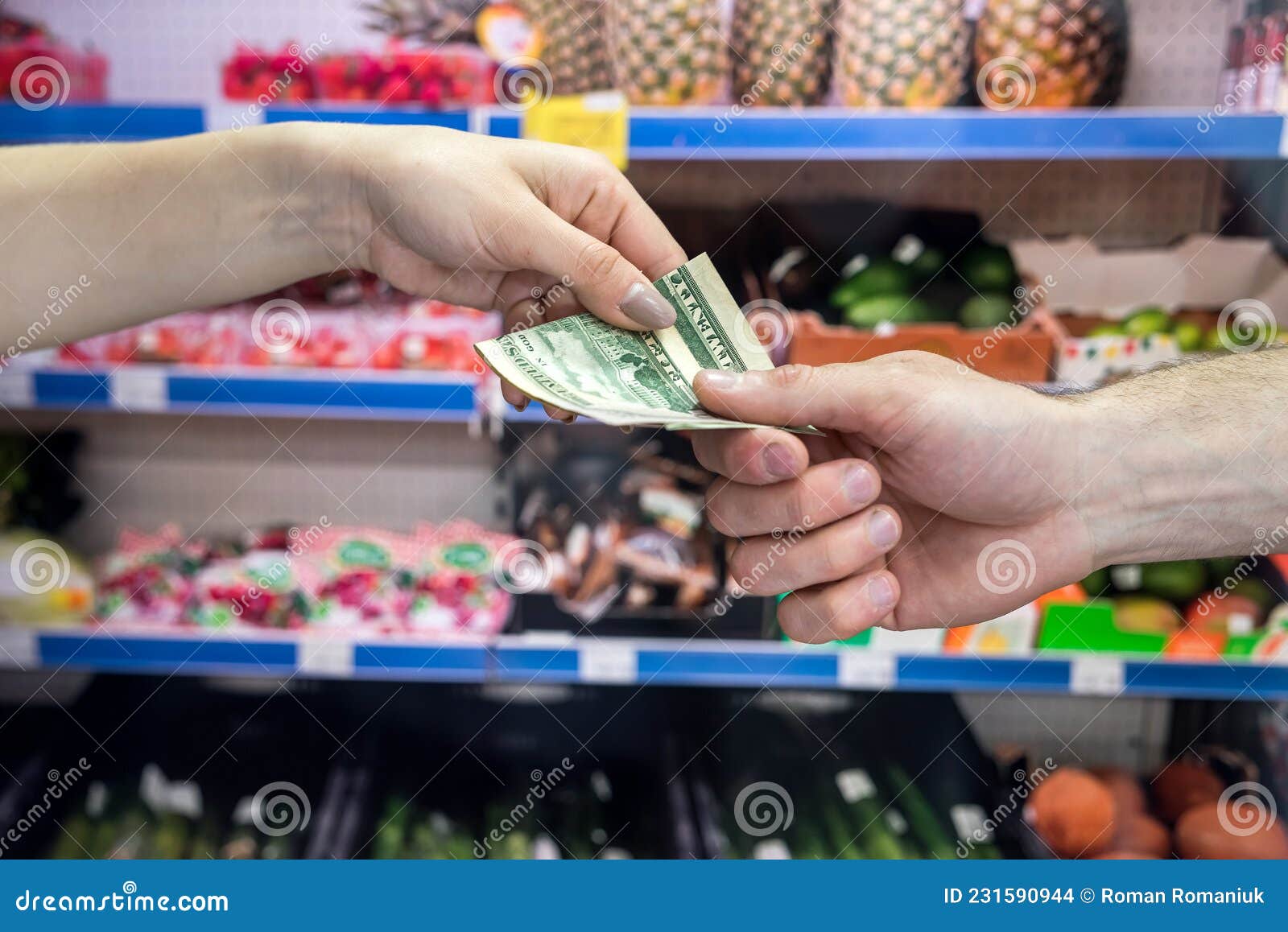 Hand Passing Money in Supermarket Stock Photo - Image of dollar ...