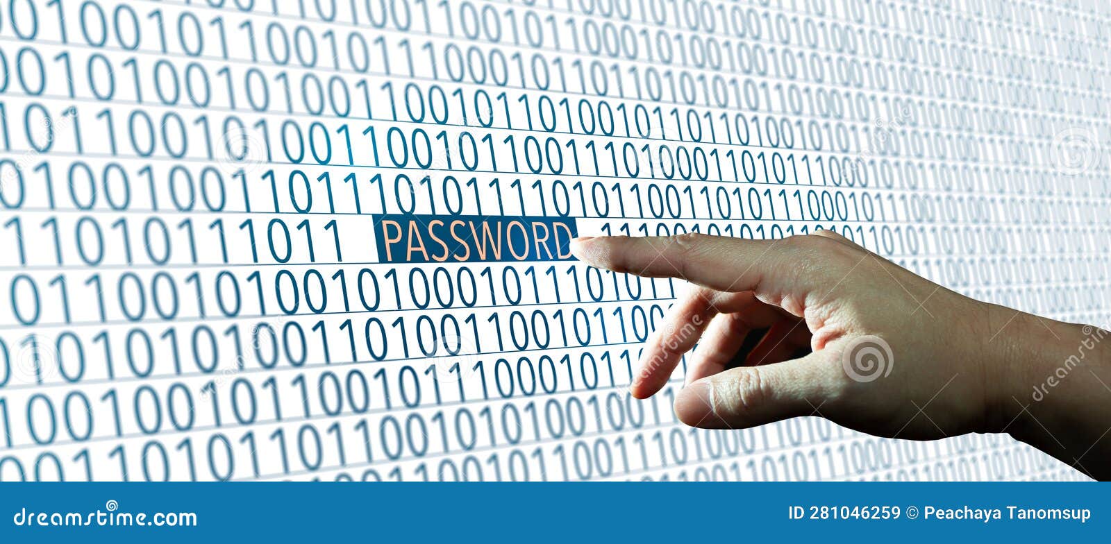 Hand on Password. Password with Binary Code Stock Image - Image of identity, abstract: 281046259